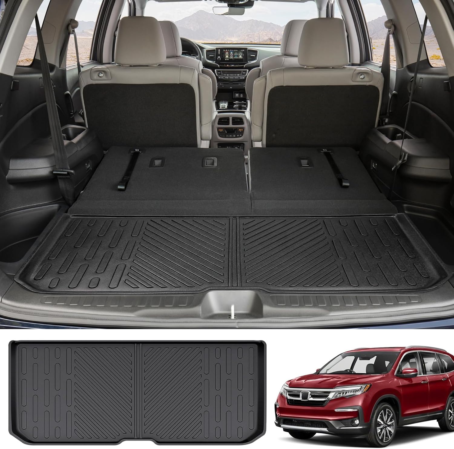 Amazon.com: Utiiy Rear Cargo Mat Compatible with 2016-2024 Honda Pilot ...