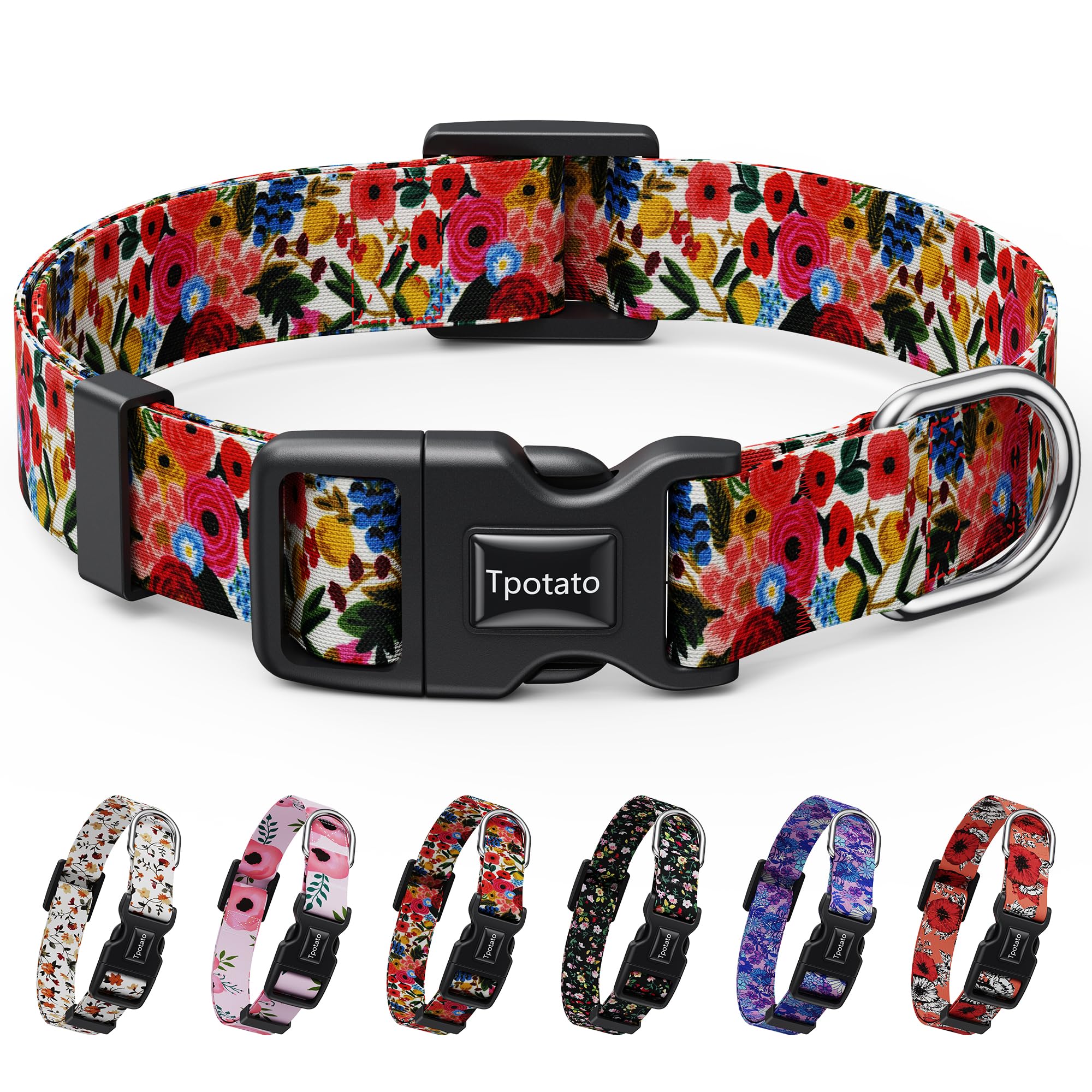 Amazon.com : Tpotato Reflective Combination Pattern Girl Dog Collar for ...