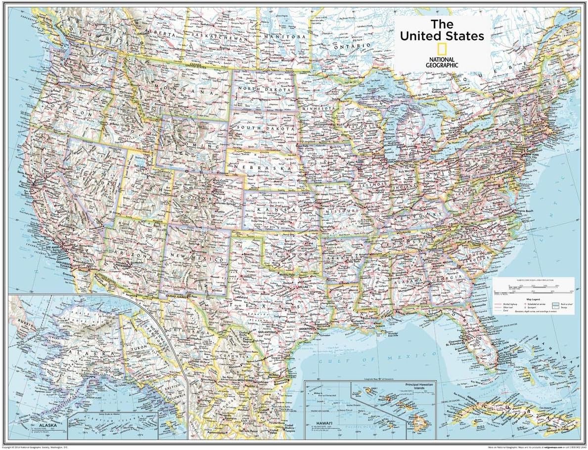 Amazon.com : National Geographic: United States Political Wall Map - 28 ...