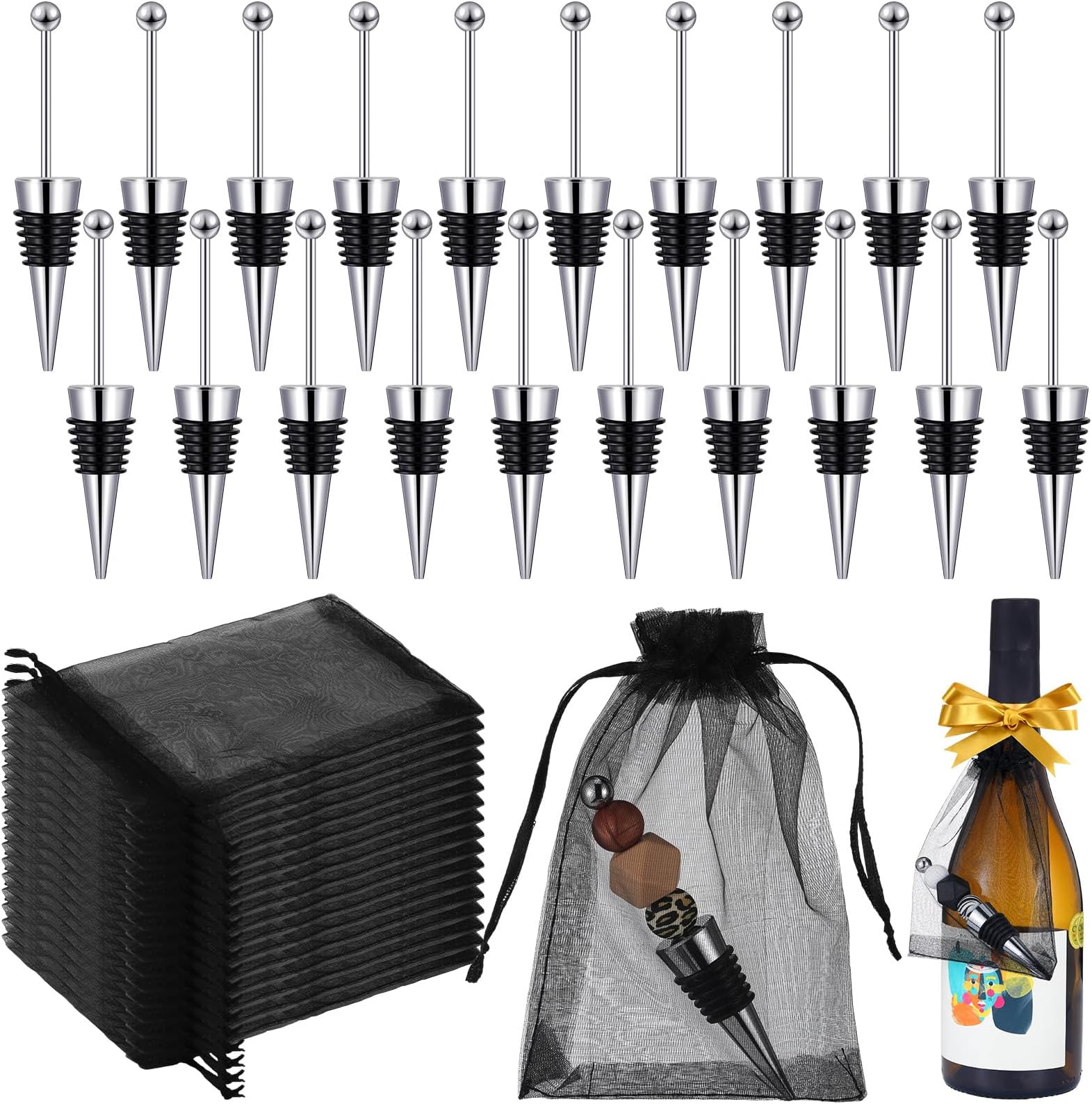 Amazon.com: Kosiz 40 Pcs DIY Beadable Wine Stopper Bulk Include 20 ...