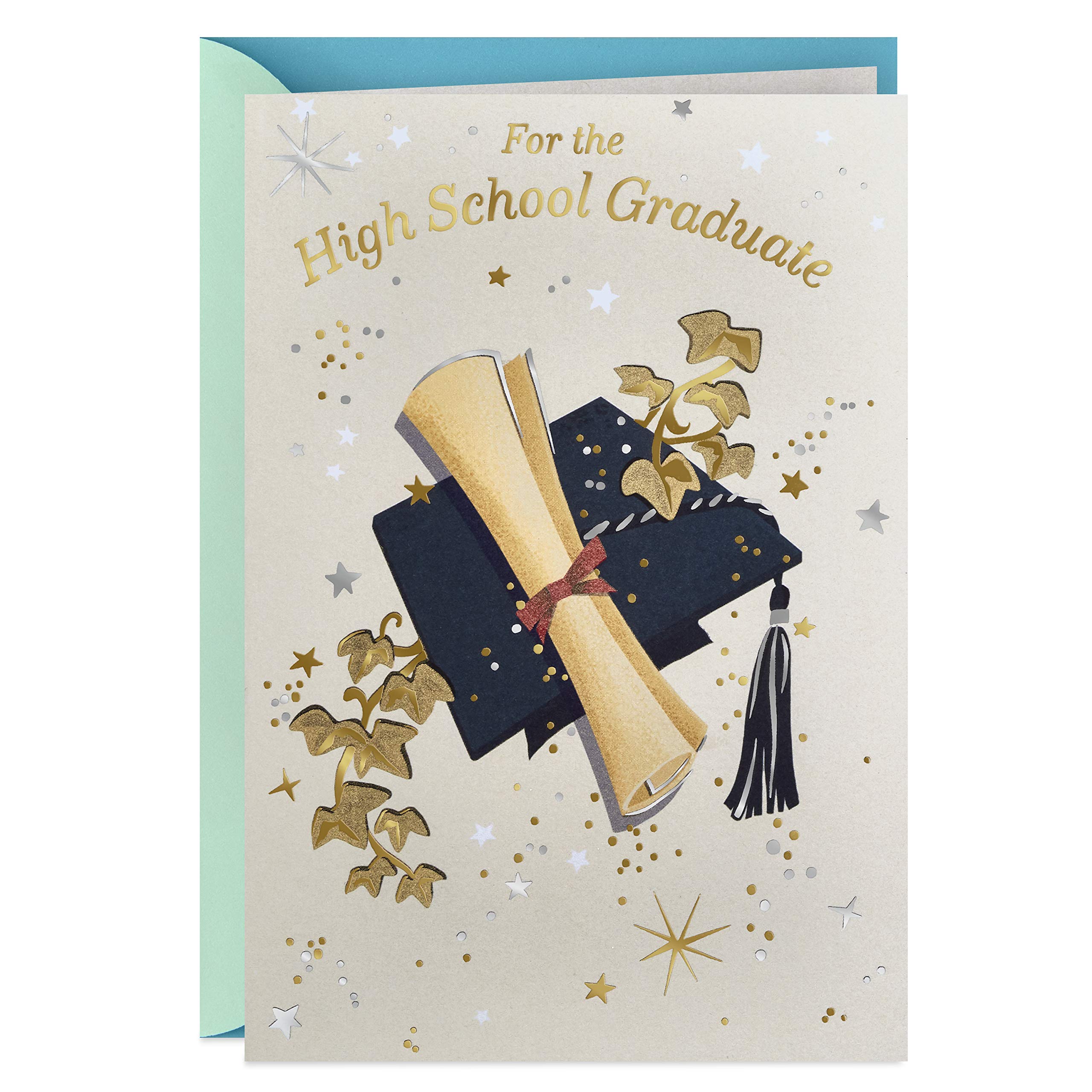 Amazon.com : Hallmark High School Graduation Card (Only the Beginning ...