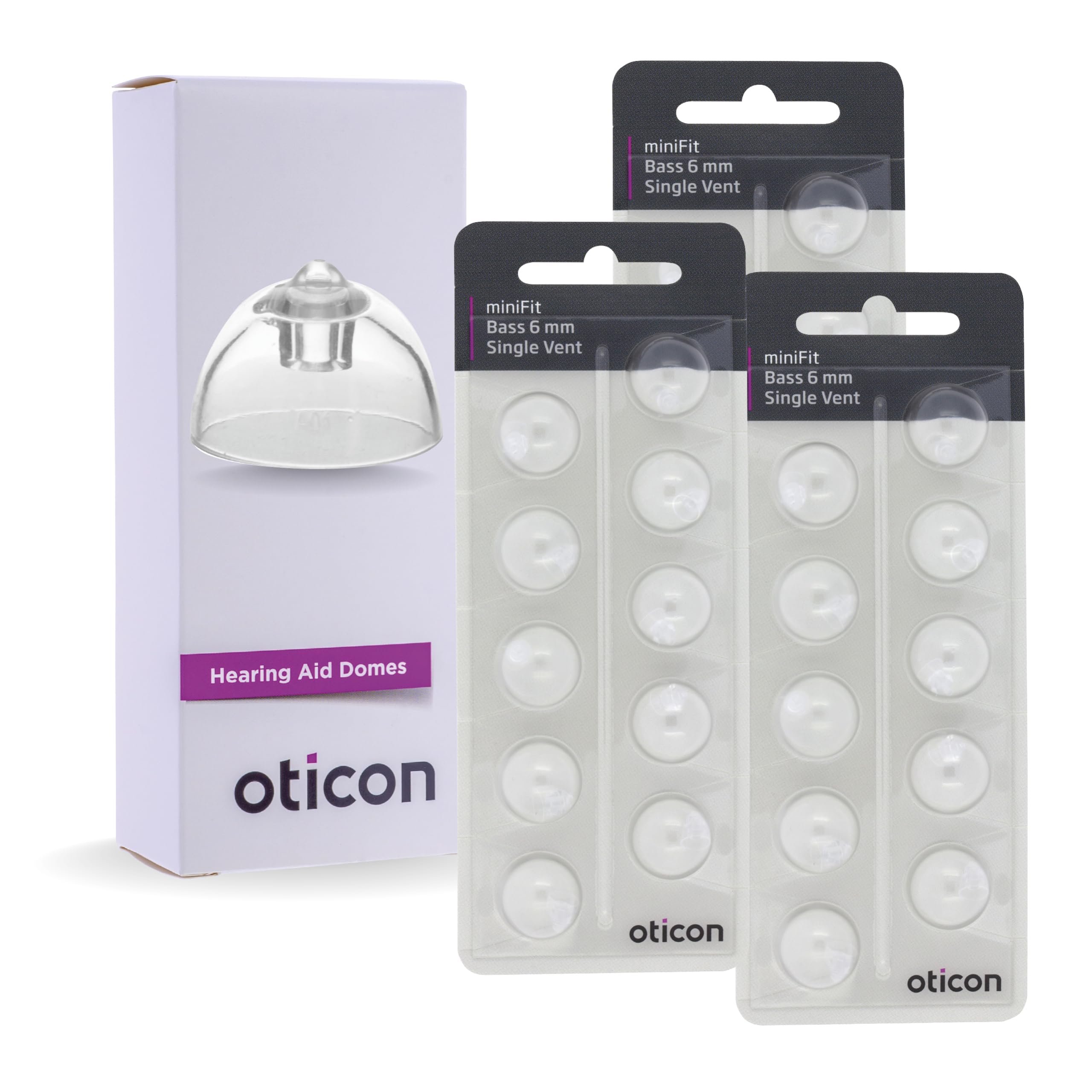 Amazon.com: Genuine Oticon Hearing Aid Domes MiniFit Single Vent Bass ...