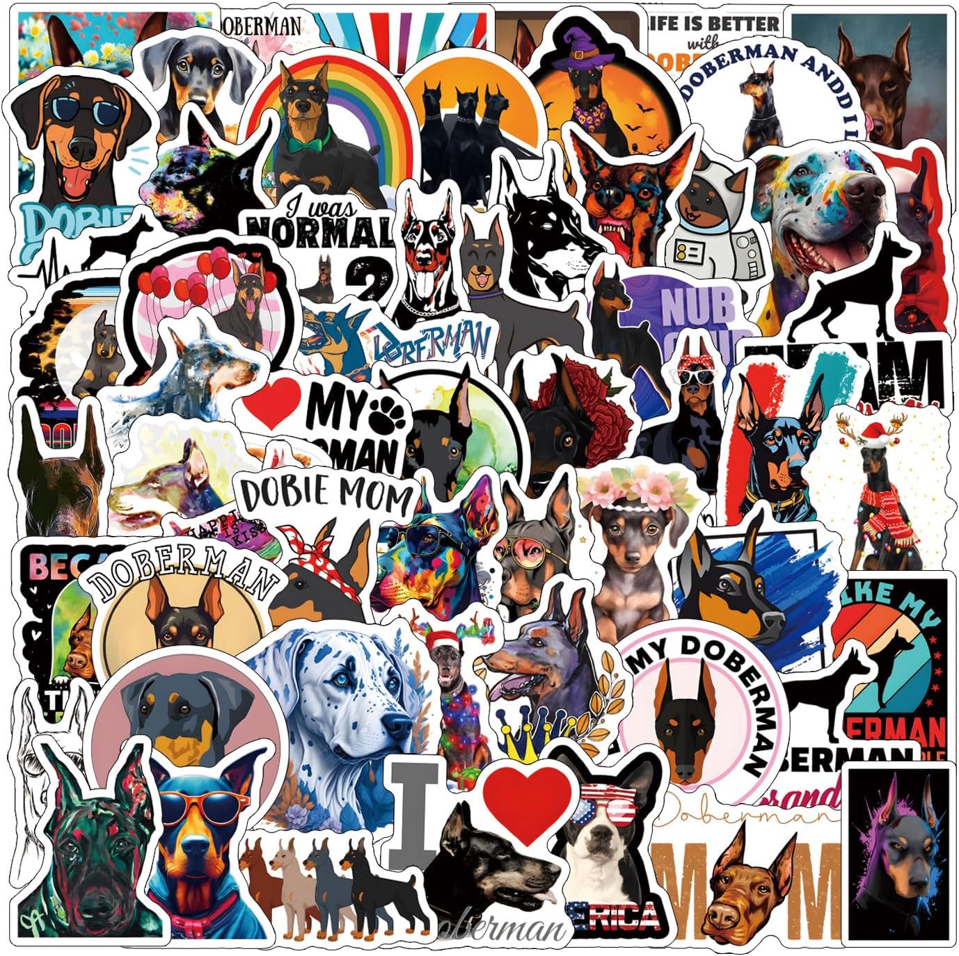 Amazon.com: 126 Pcs Doberman Stickers Dog Sticker Cartoon Animals Pets ...