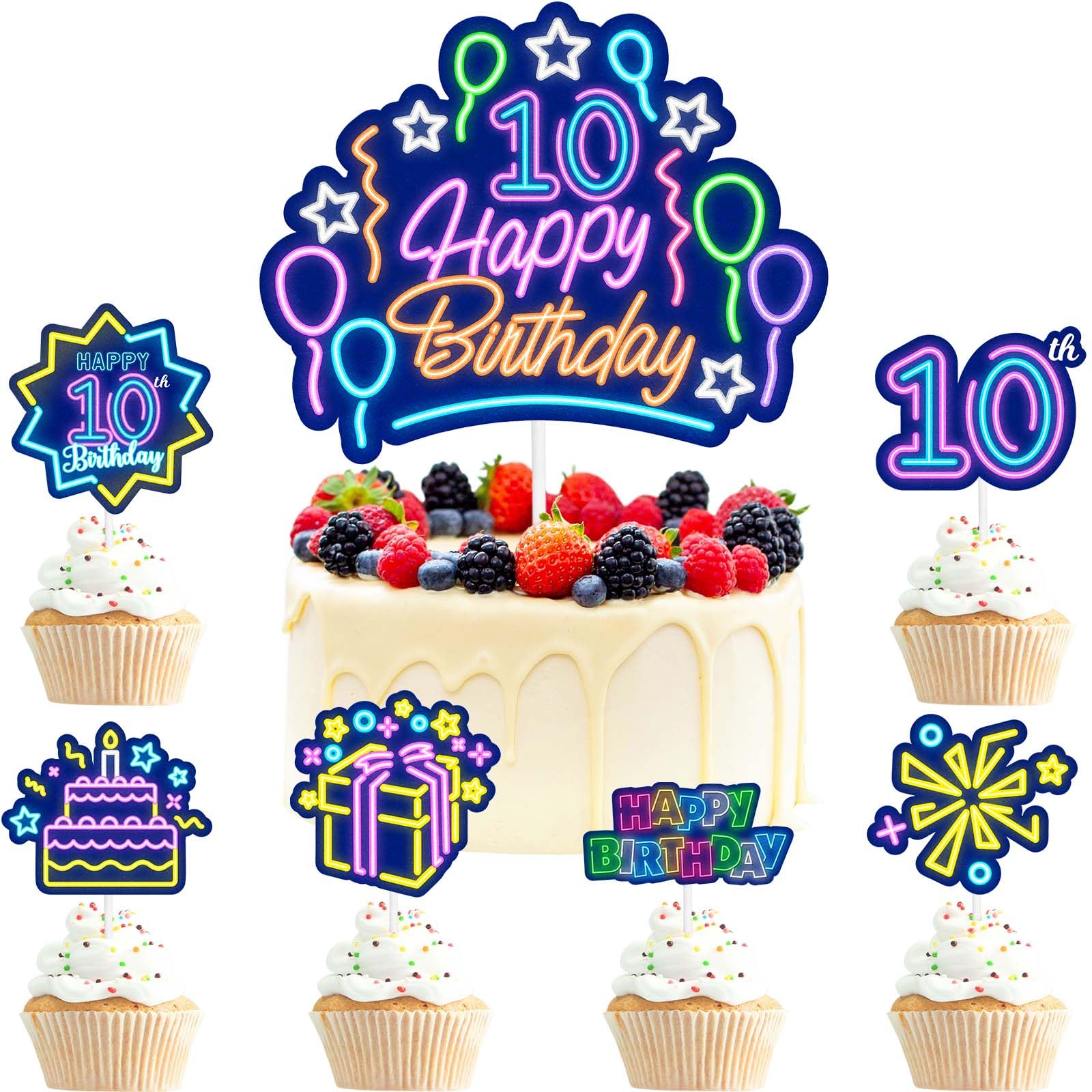 Neon For A 10th Birthday Cakes For Girls 🩷🧡💛Glow Party