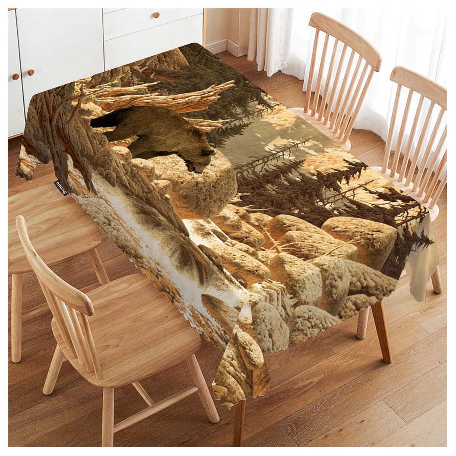 Amazon.com: Swono Grizzly Bear Tablecloths Animal Bear Brook Canyon ...