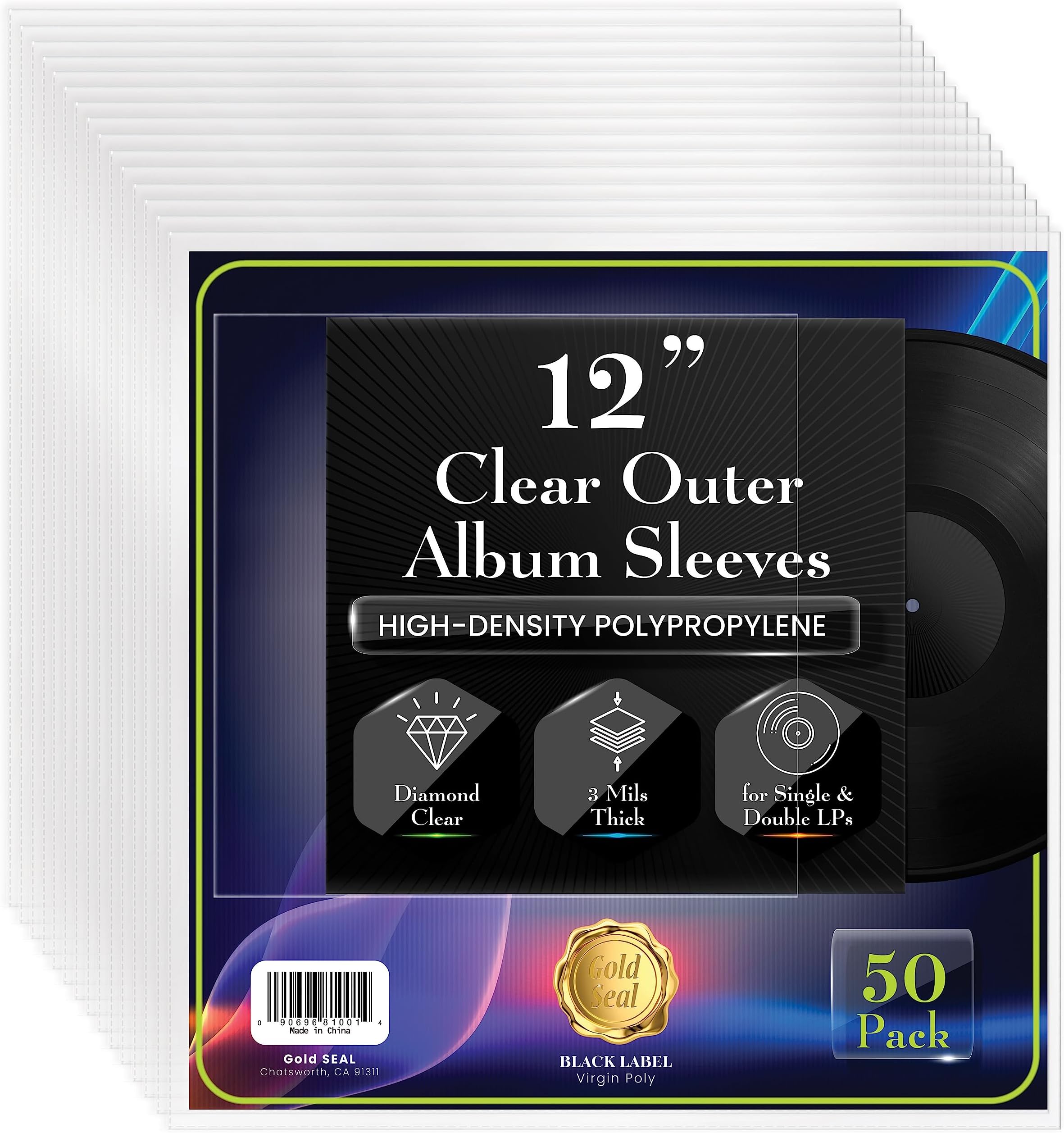 Amazon.com: Vinyl Outer Sleeves, Gartopvoiz Set of 50 Plastic Vinyl ...
