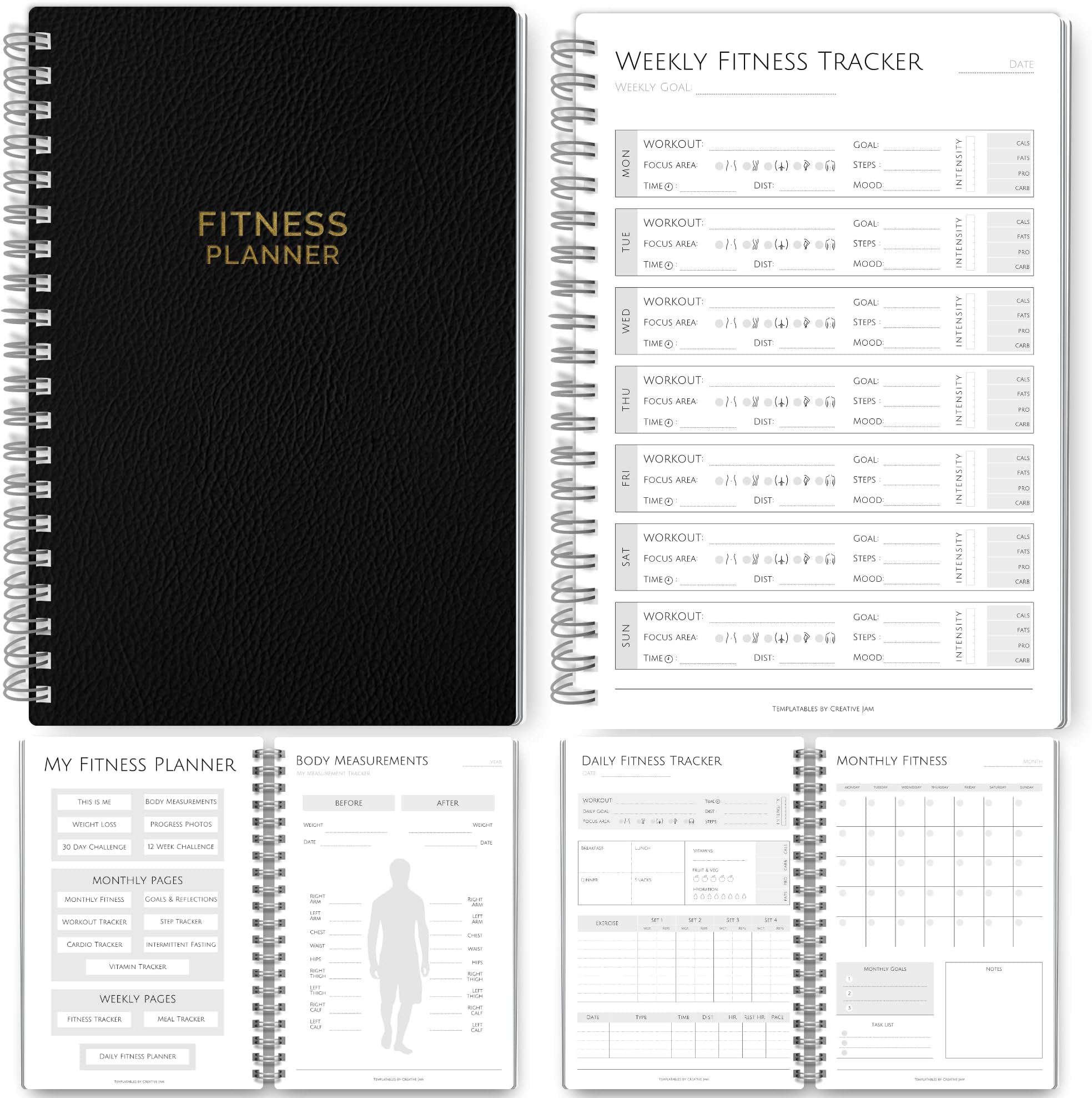 Amazon.com: 3 Month Fitness & Workout Planner for Men | Gym Journal ...