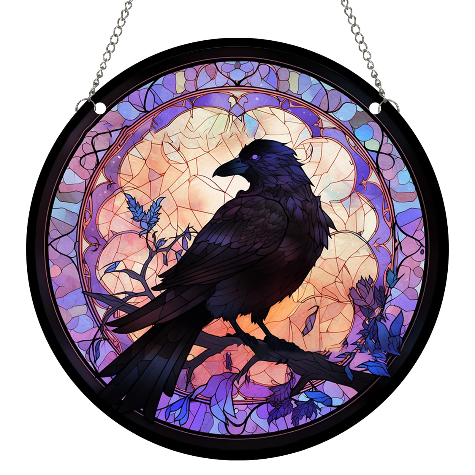 Amazon.com: MATIHAY Reddish Purple Crow Acrylic Window Hanging, Crow ...