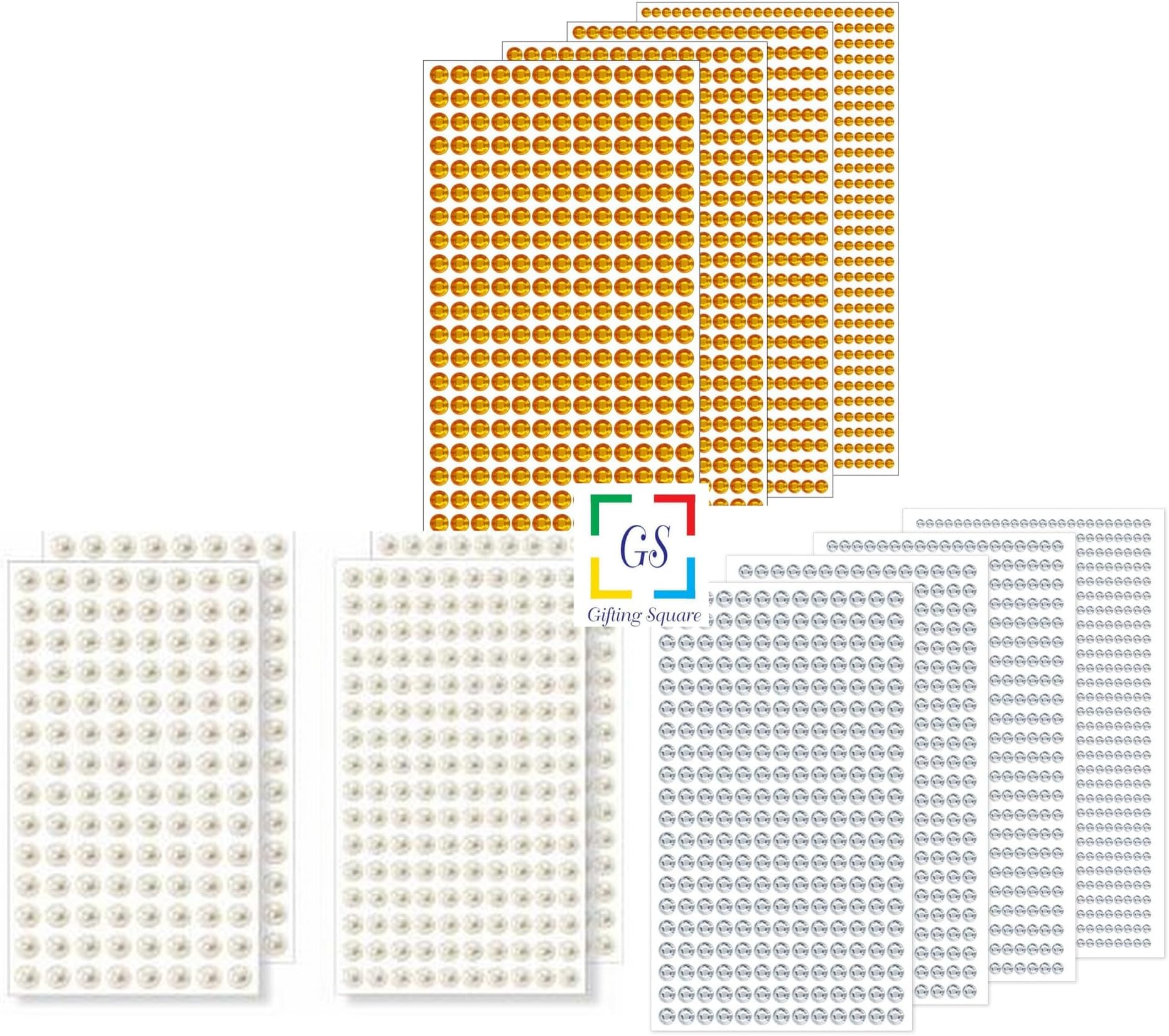 MSGH 7 Mm Diameter Crystal Stone Finish Pearl Bead Sticker Sheet Paper ...