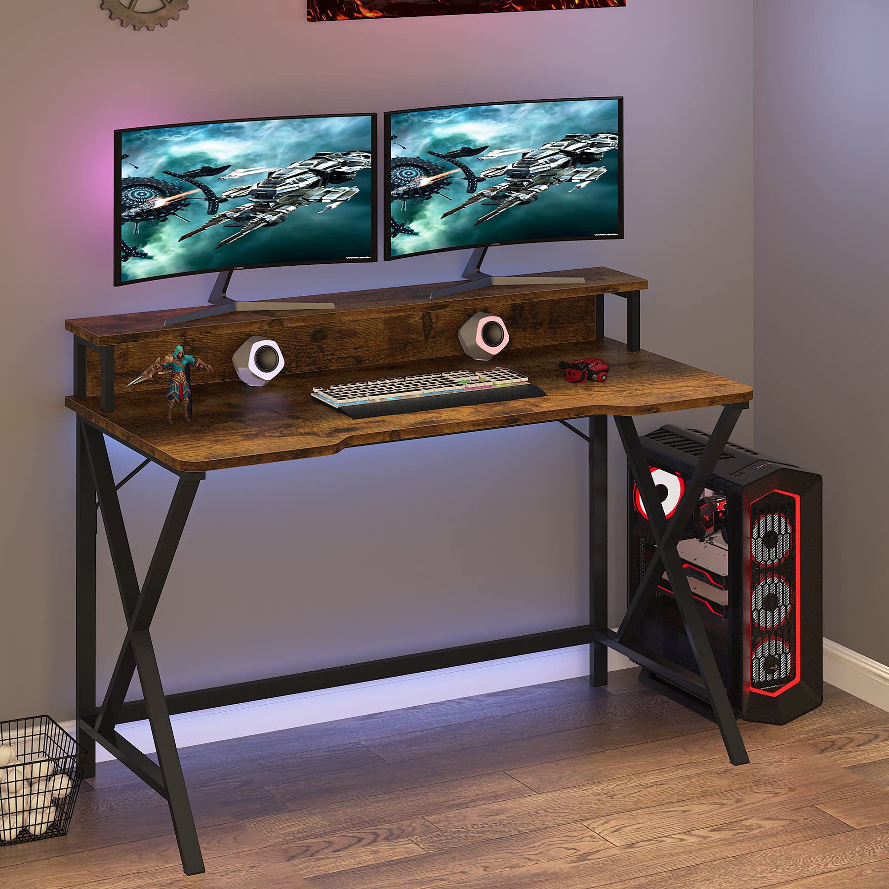 Tribesigns Gaming Desk Gaming Table 108cm Office Pc Computer Desk ...