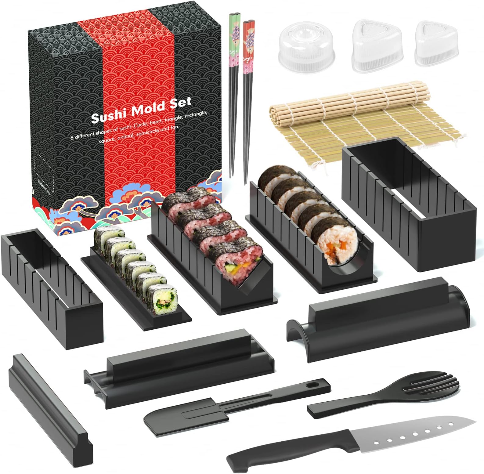 HI NINGER Sushi Making Kit Deluxe Edition Sushi Maker Kit complet 17PCS ...