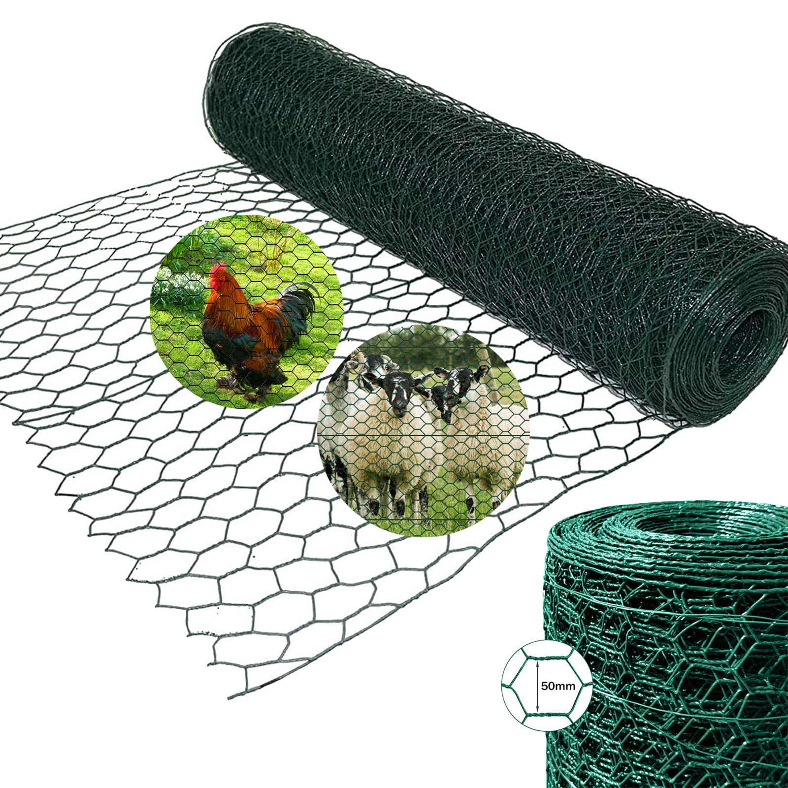 Buy Yuhai Chicken Wire Mesh Roll, Animal Enclosure Poultry Netting, PVC ...
