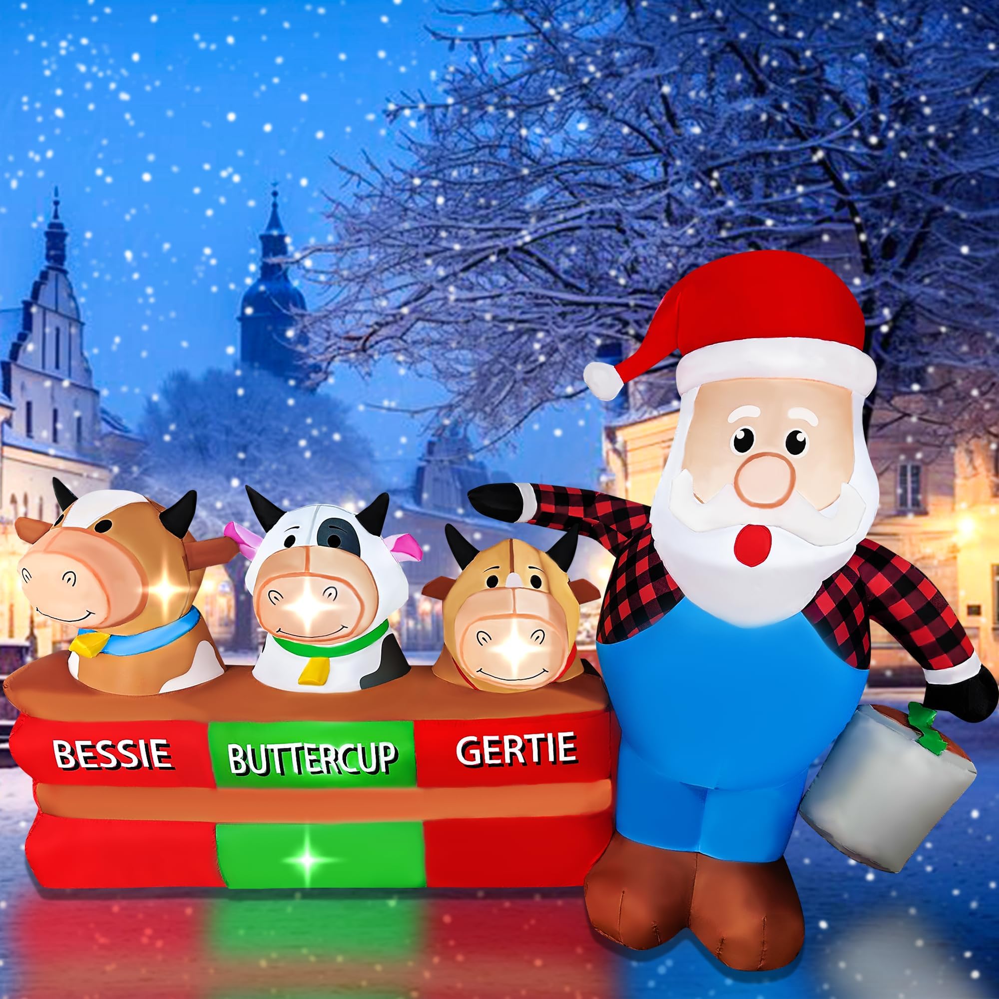 Amazon.com: BLOWOUT FUN Christmas Inflatables 7FT Long Santa Claus with ...