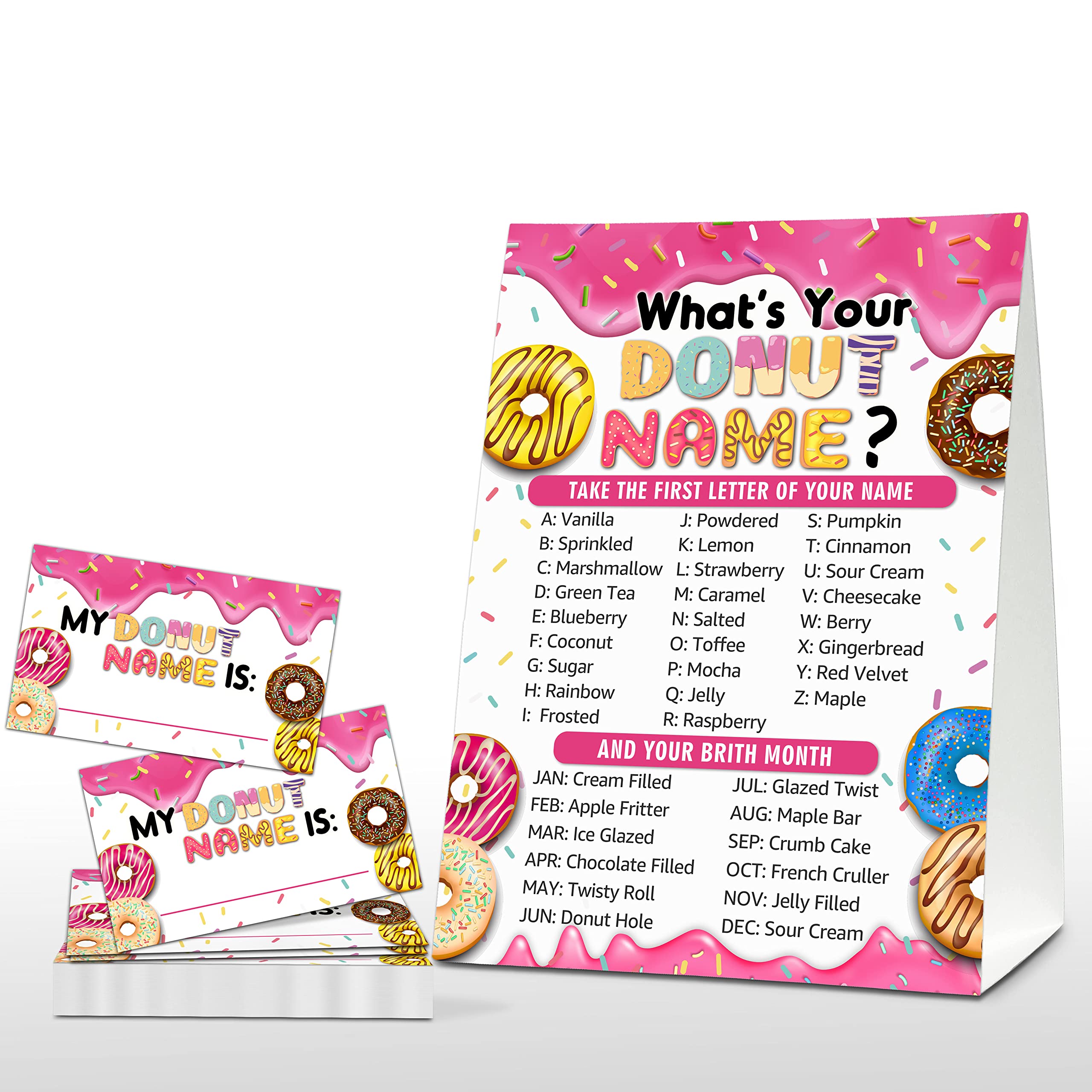 Amazon.com: What's Your Donut Name Game - Sweet Donut Birthday Party ...