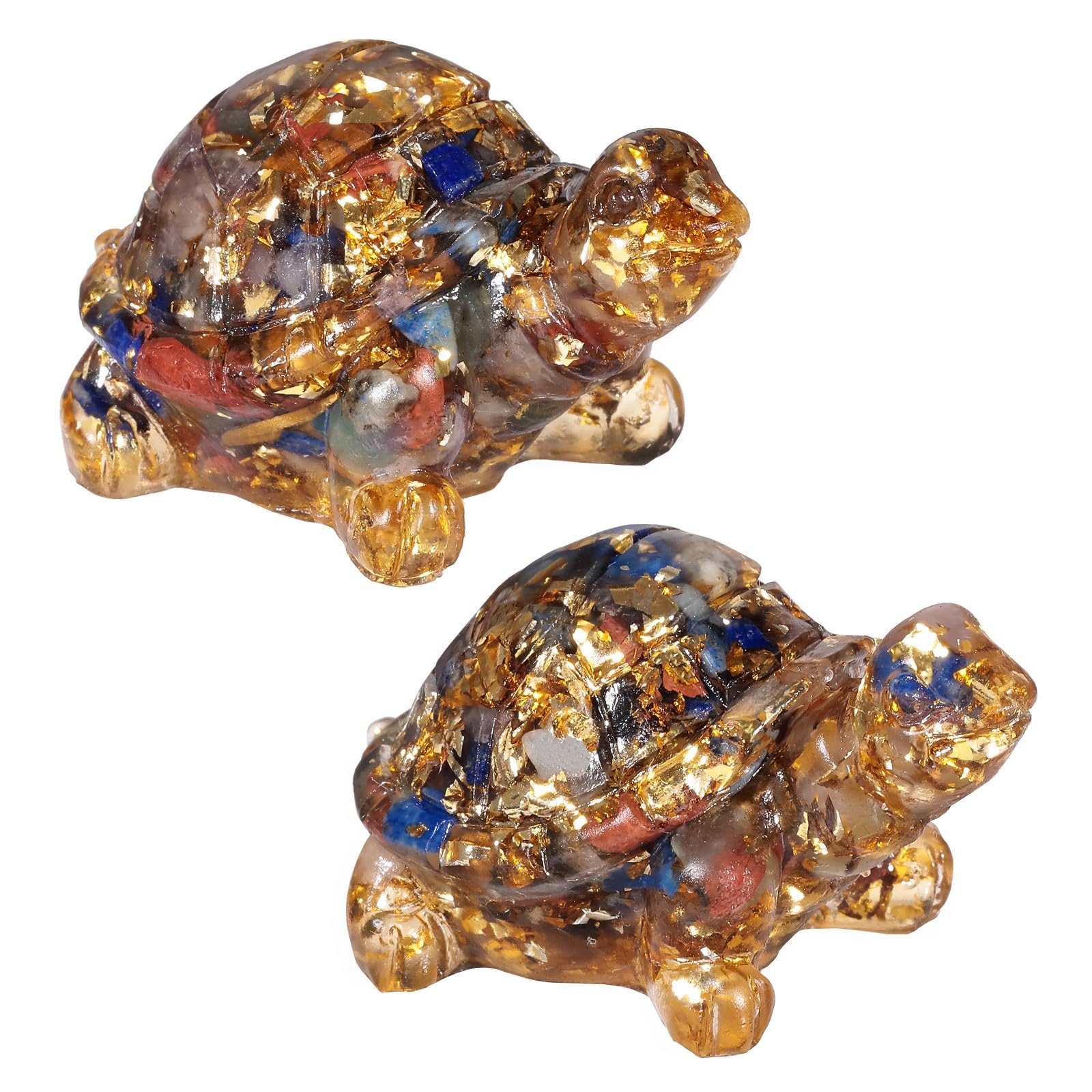 Amazon.com: Nupuyai Pack of 2 Rainbow Crystal Resin Turtle Figurine ...