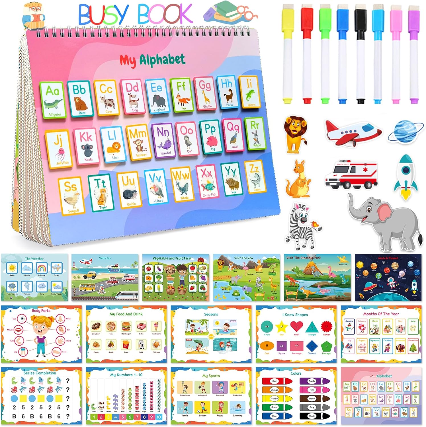 Amazon.com: Busy Book for Toddlers 3-5, 32 Themes My Preschool Learning ...