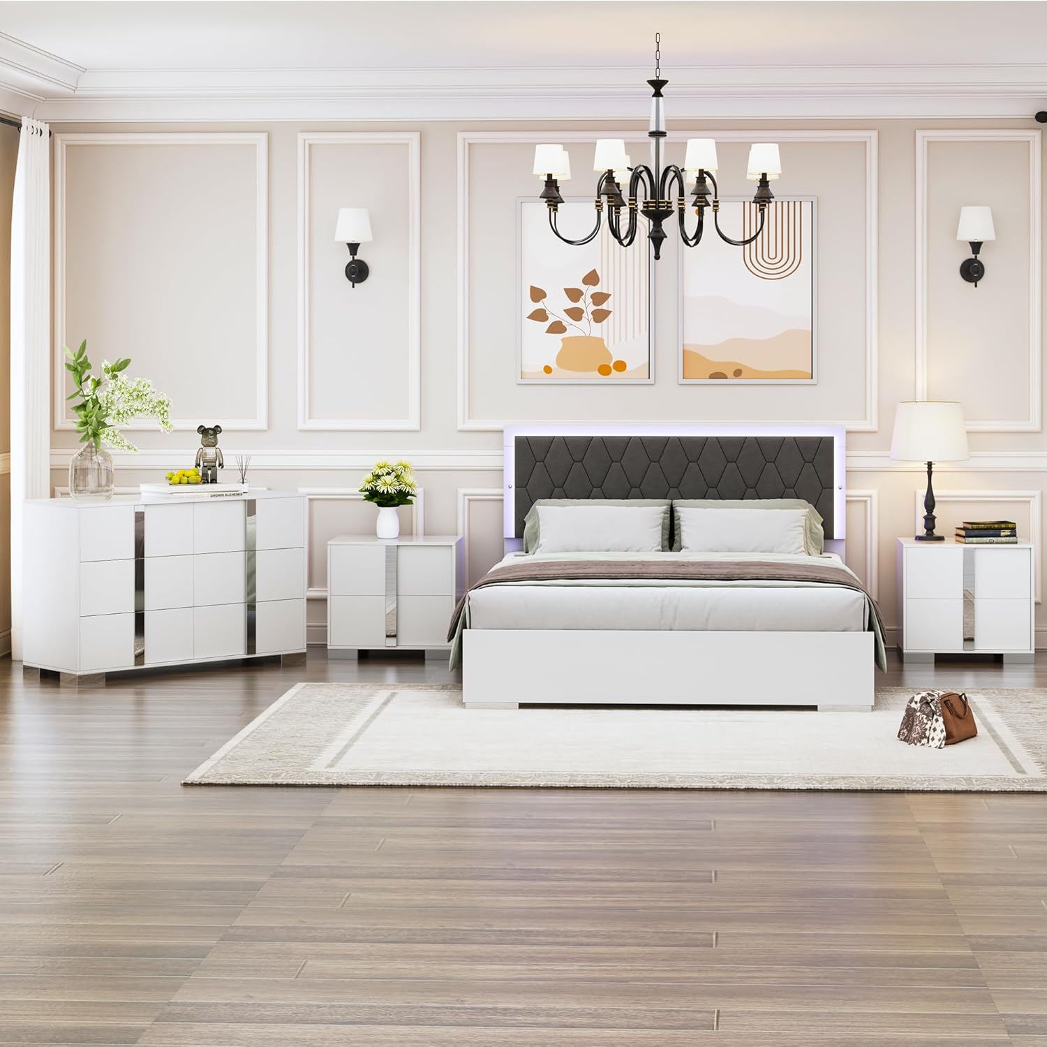 Amazon.com: Harper & Bright Designs 4-Piece Bedroom Sets, Queen Size ...