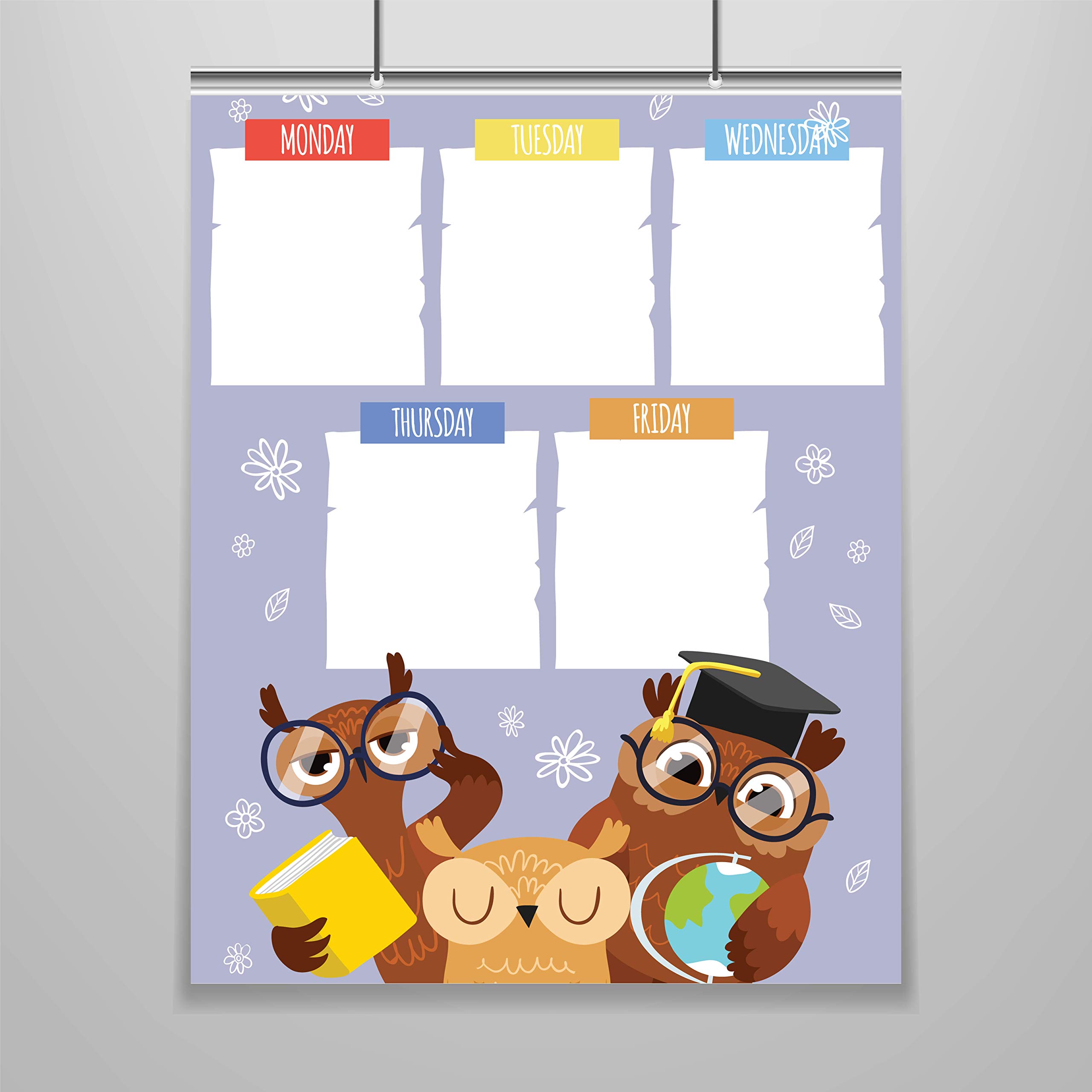 Amazon.com: Weekly Schedule Poster – Scholarly Owl – Large 16 x 20 ...