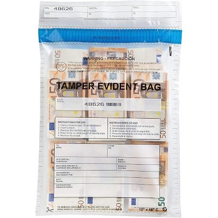 Amazon.com : Dual Pocket Clear Security Deposit Bag with Unique Serial ...