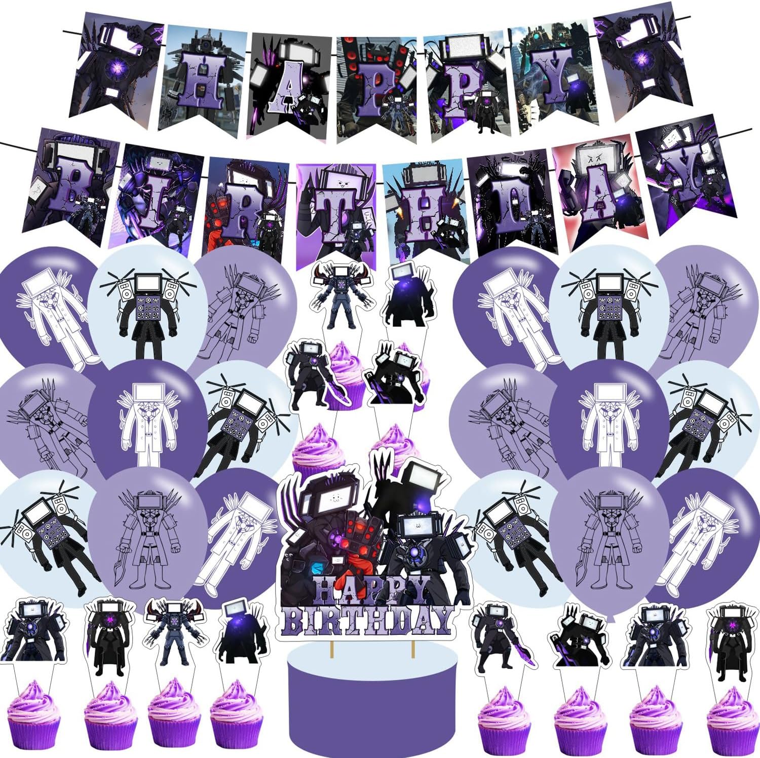 Amazon.com: visp Titan TV Man Birthday Decorations, Titan TV Man ...