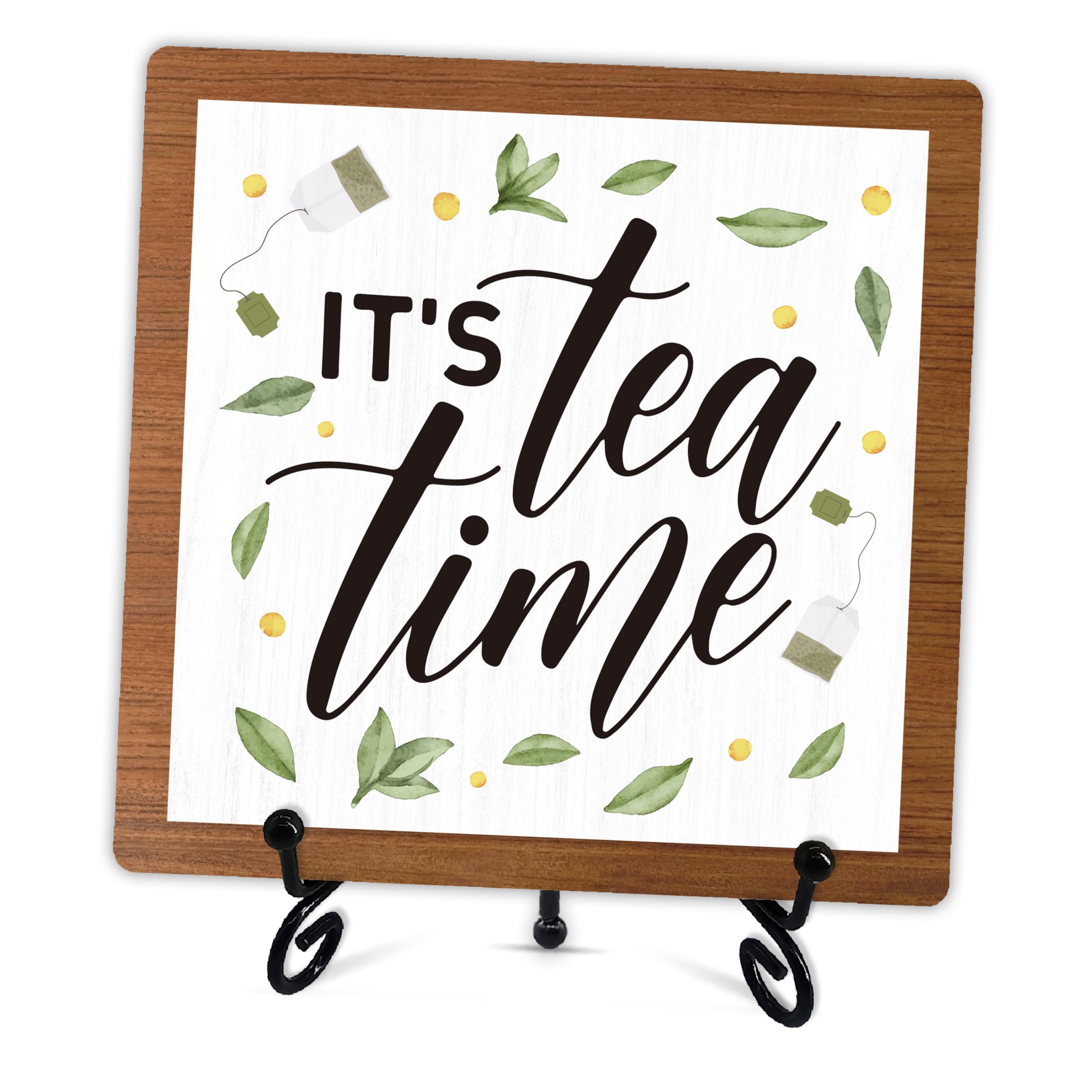 Amazon.com: Tea Time Desk Decor Sign, Funny Tea Wooden Sign With Metal ...