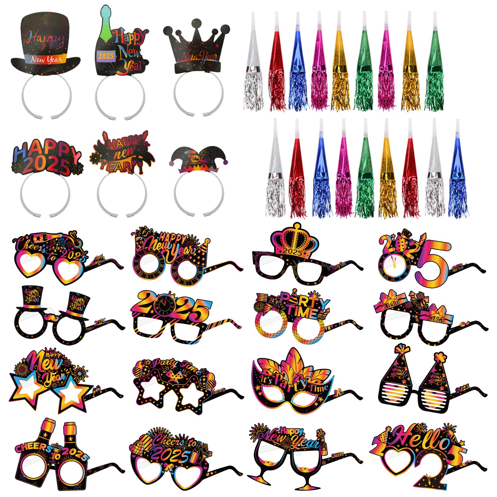 Amazon.com: Konsait New Years Eve Party Supplies, Colorful Happy New ...