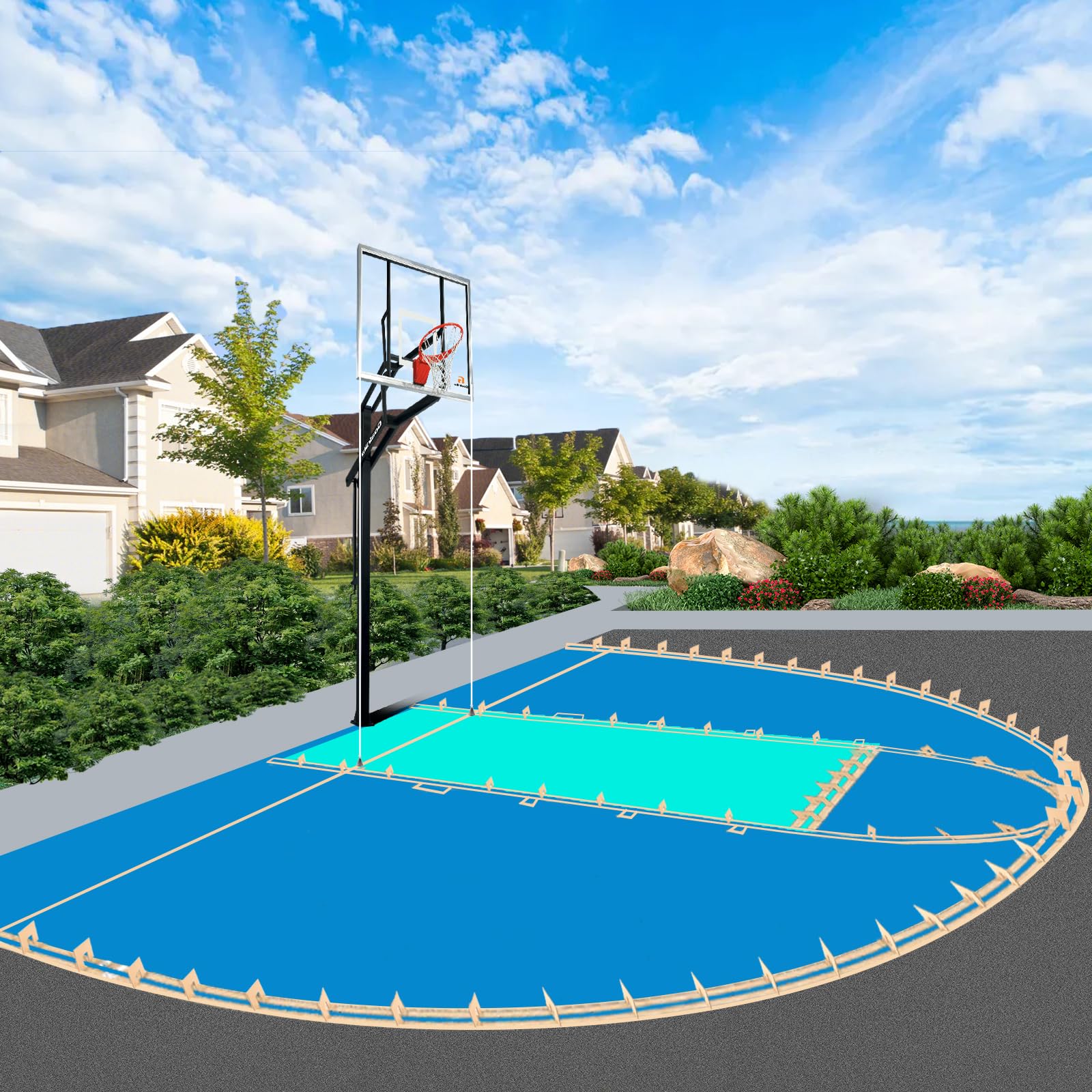 Snapklik.com : Upgraded Basketball Court Stencil Kit For Concrete ...