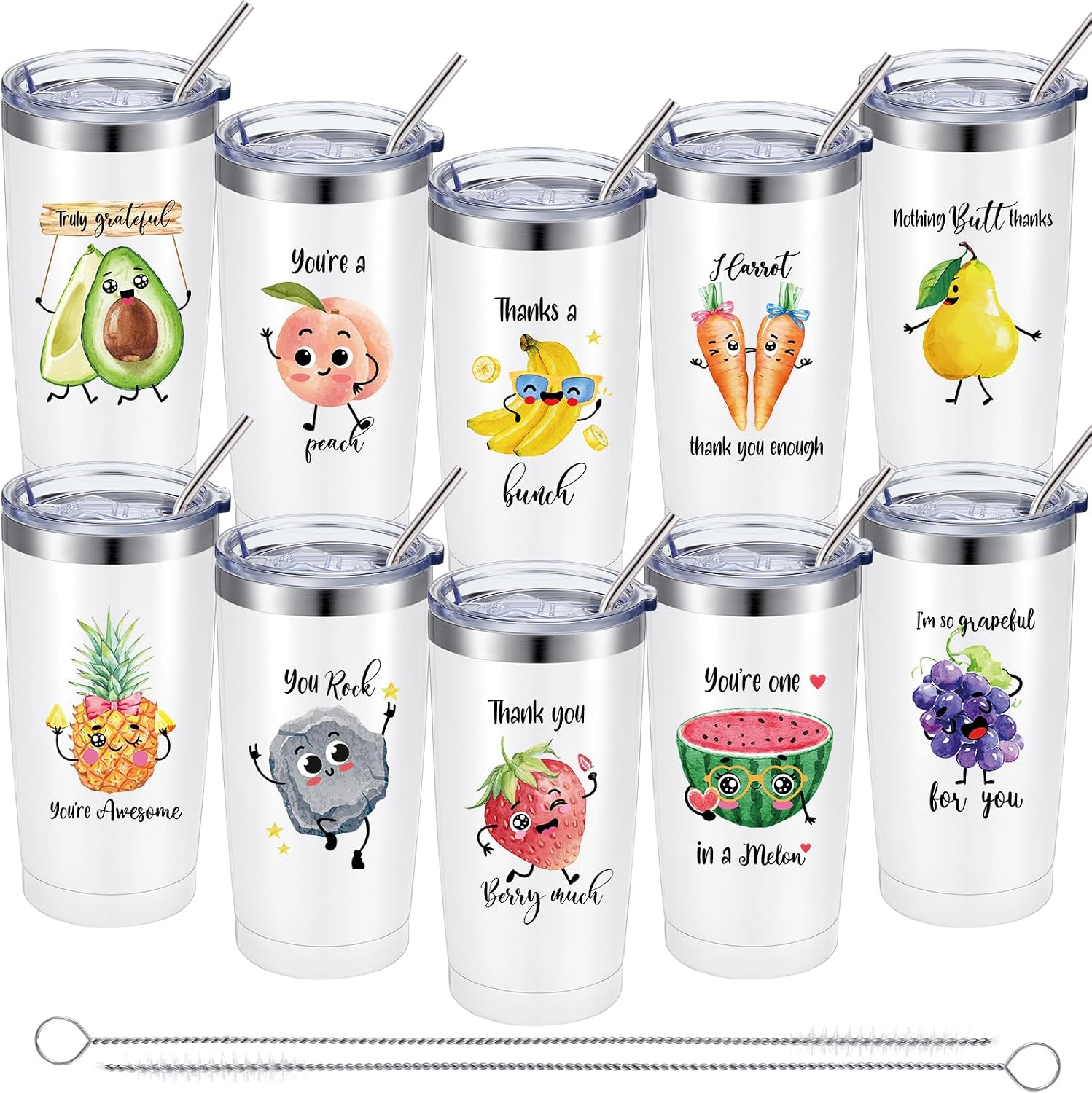 Nosiny 10 Pieces Thank You Ts Inspirational Fruit Pun Tumblers Coworker