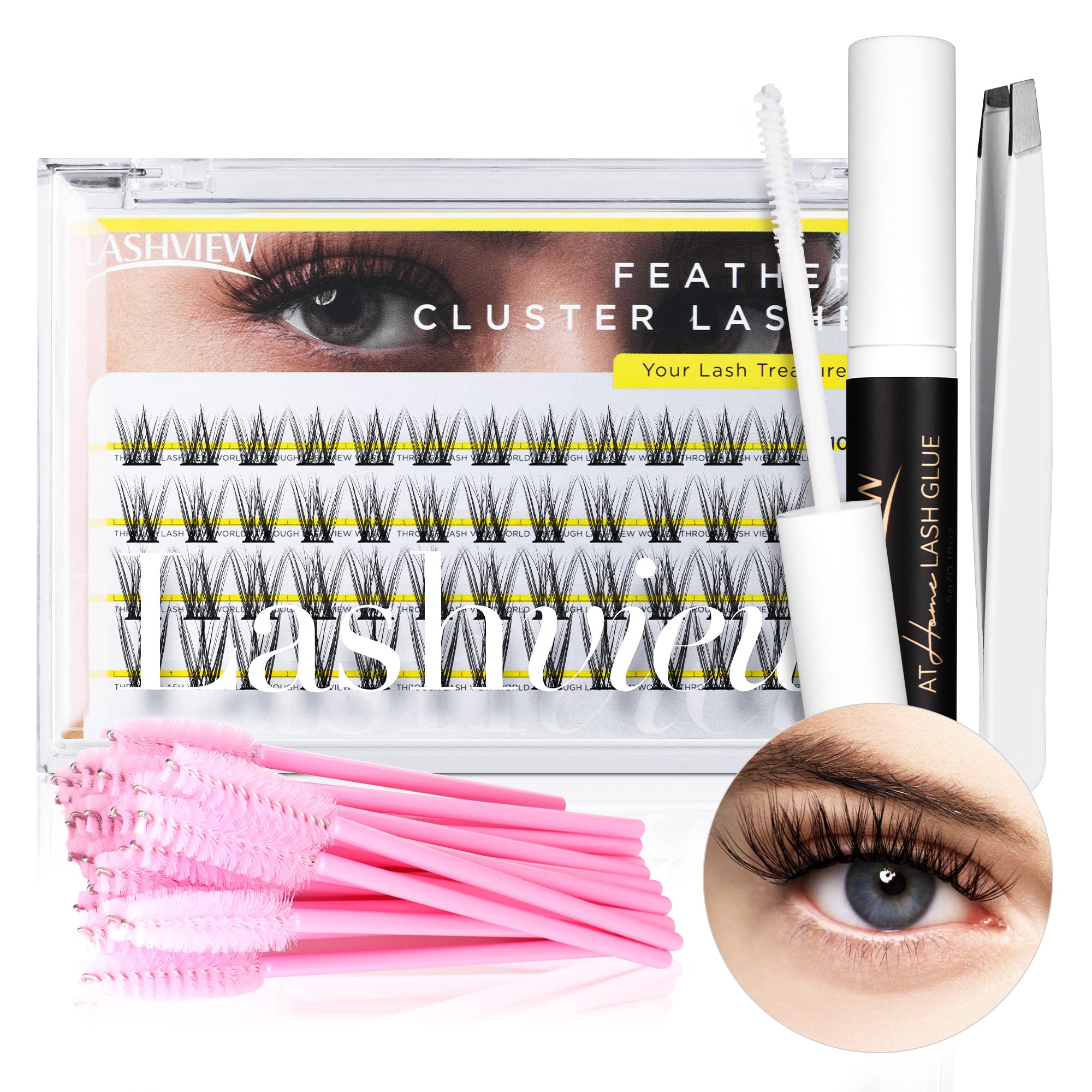 LASHVIEW DIY Lash Extension Kit,10-16mm Cluster Lashes,Cluster ...