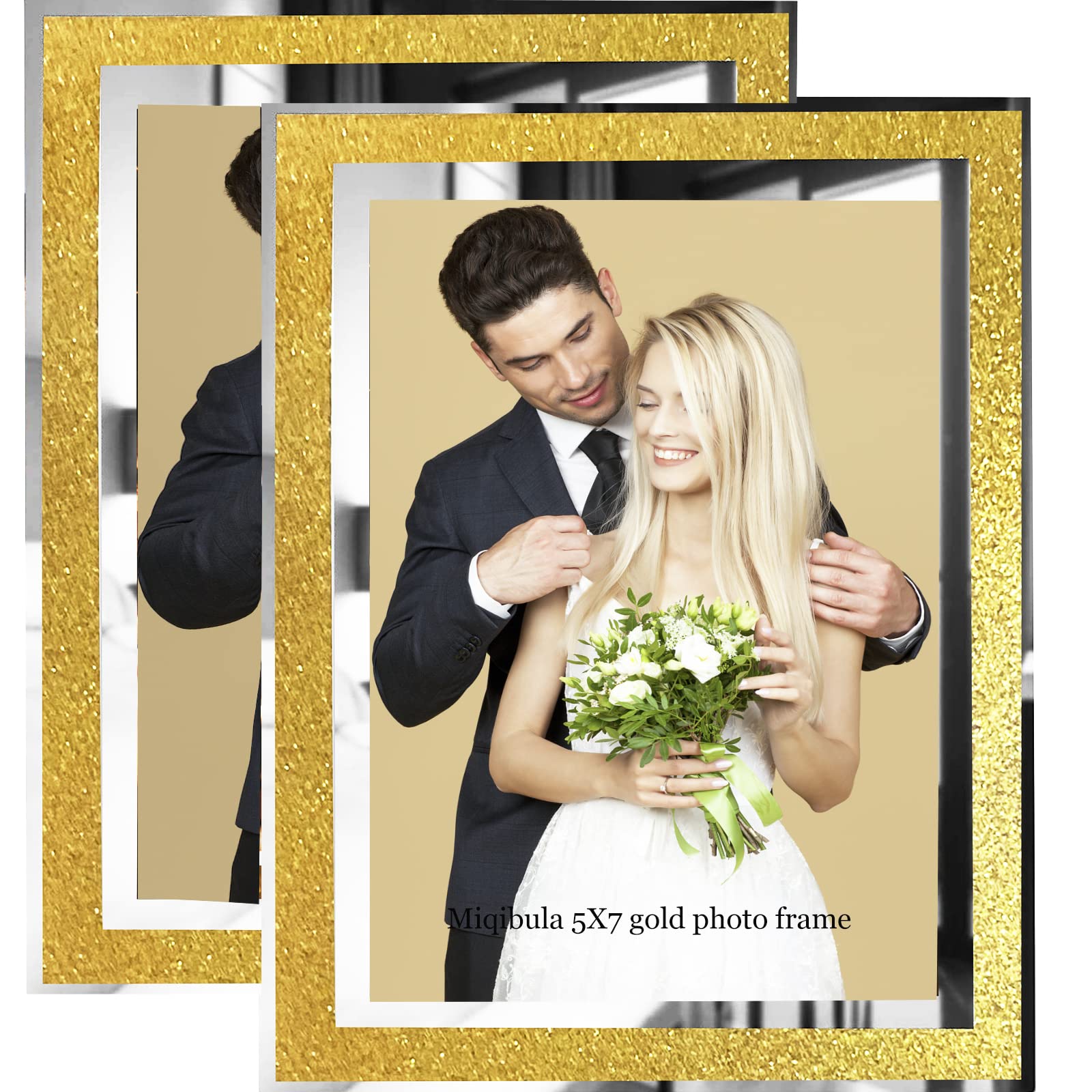 5X7 Picture Frames Glass Photo Frame with Gold Glitter 5x7 Christmas ...