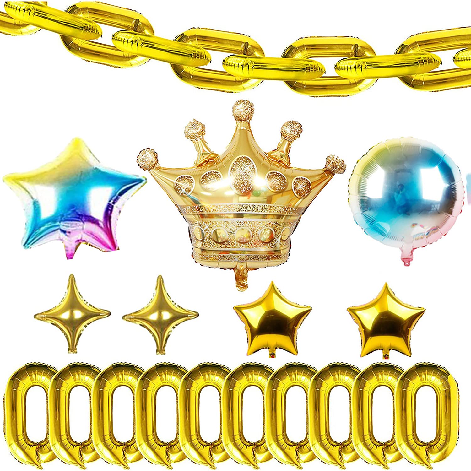 Buy JUYUN 26 PCS 16 Inches Gold Chain Balloons Hip Hop Theme Aluminum ...