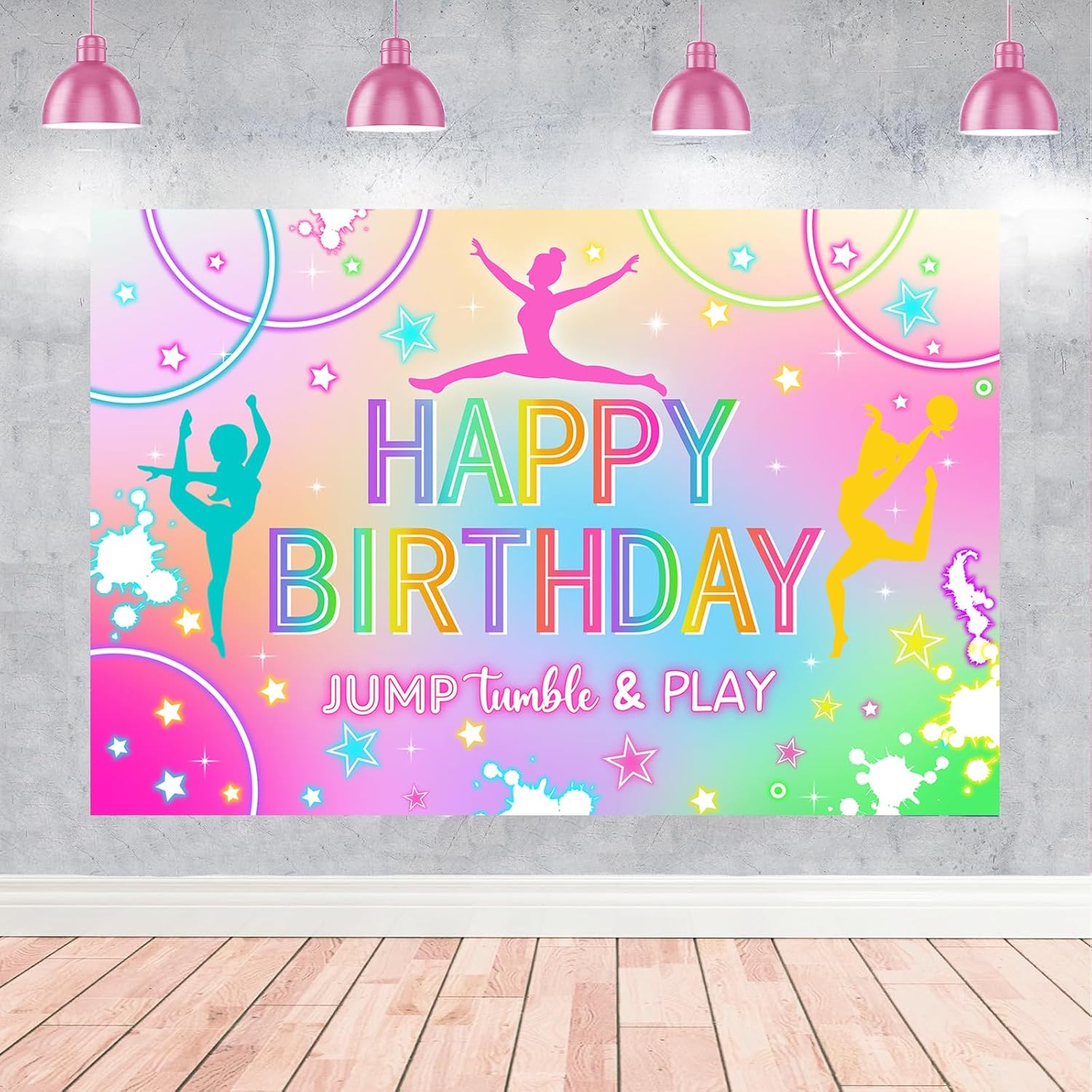 Amazon.com : kreat4joy Gymnastics Birthday Party Decorations Backdrop ...