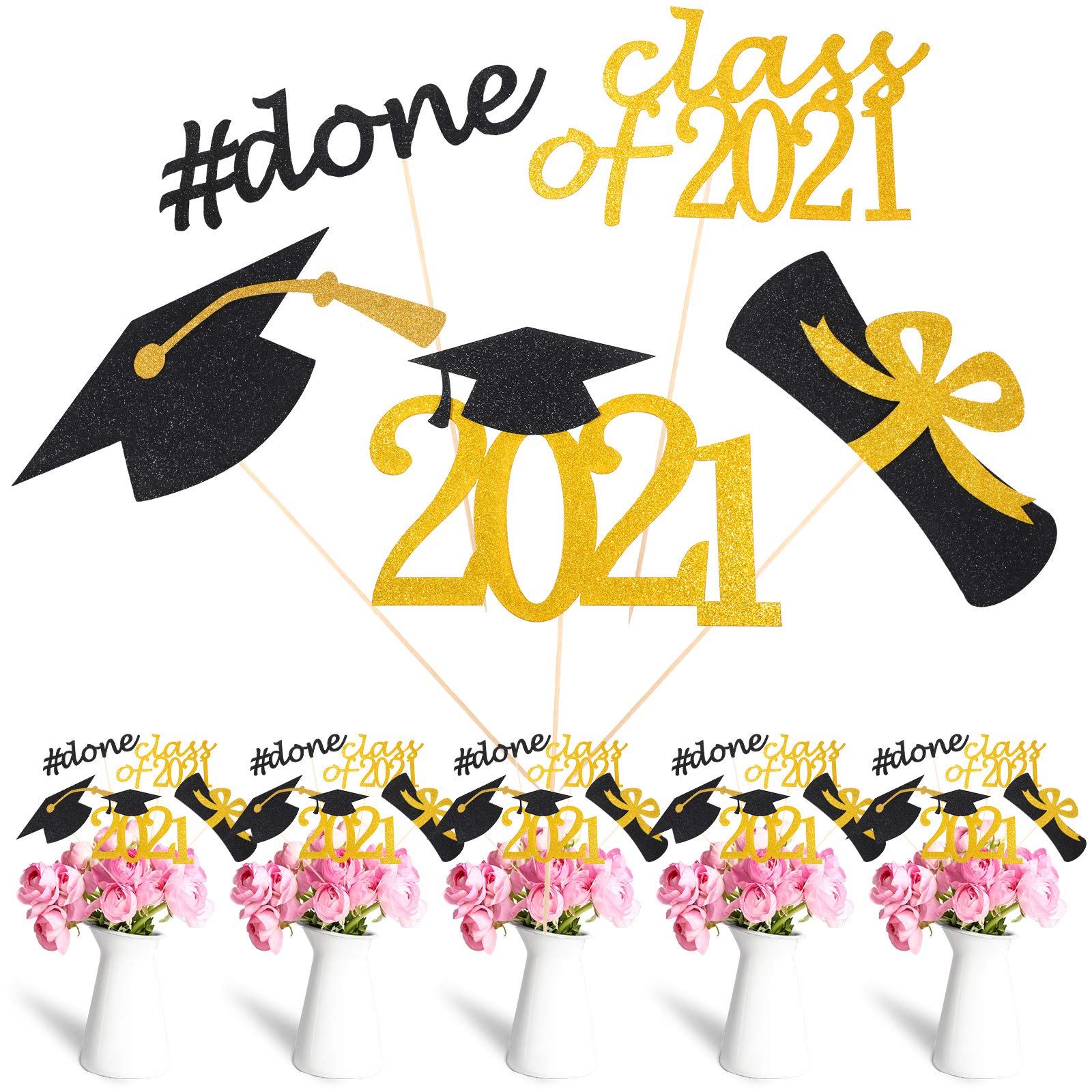 Buy 30 Pieces Large Glitter Graduation Centerpiece Sticks 2022 Congrats ...