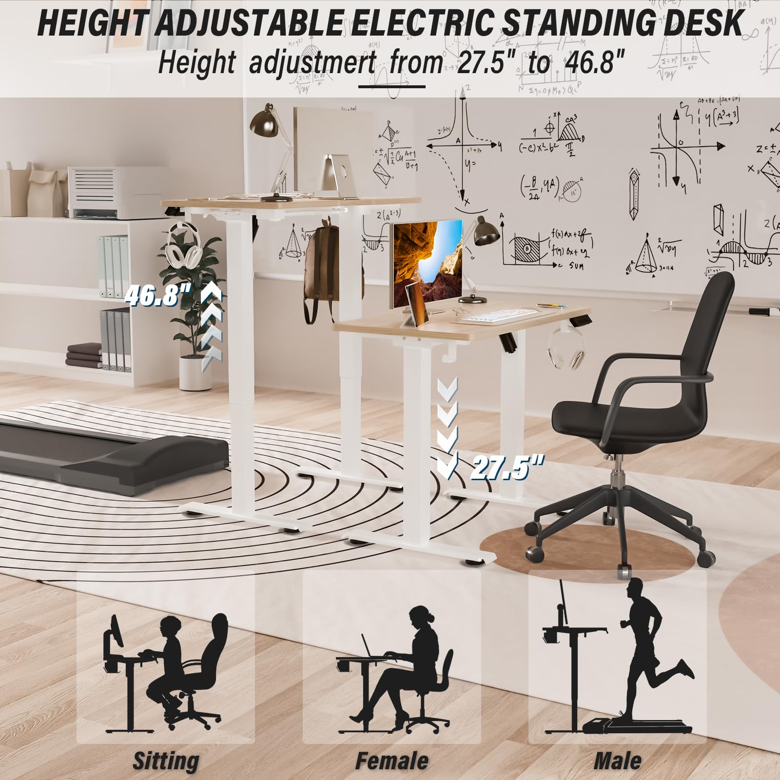 Snapklik.com : Kingant Standing Desk Height Adjustable Small Electric ...