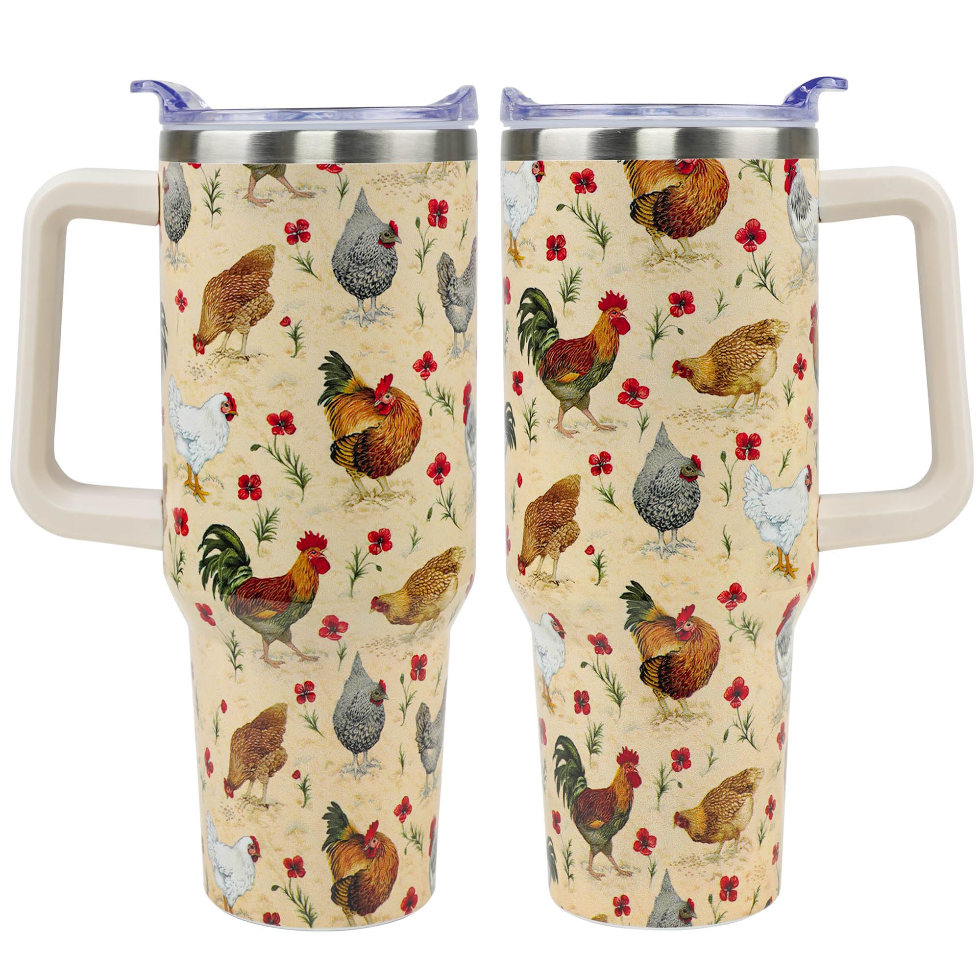 Amazon.com | Rooster Gifts 40 Oz Tumbler with Handle and Straw Rooster ...