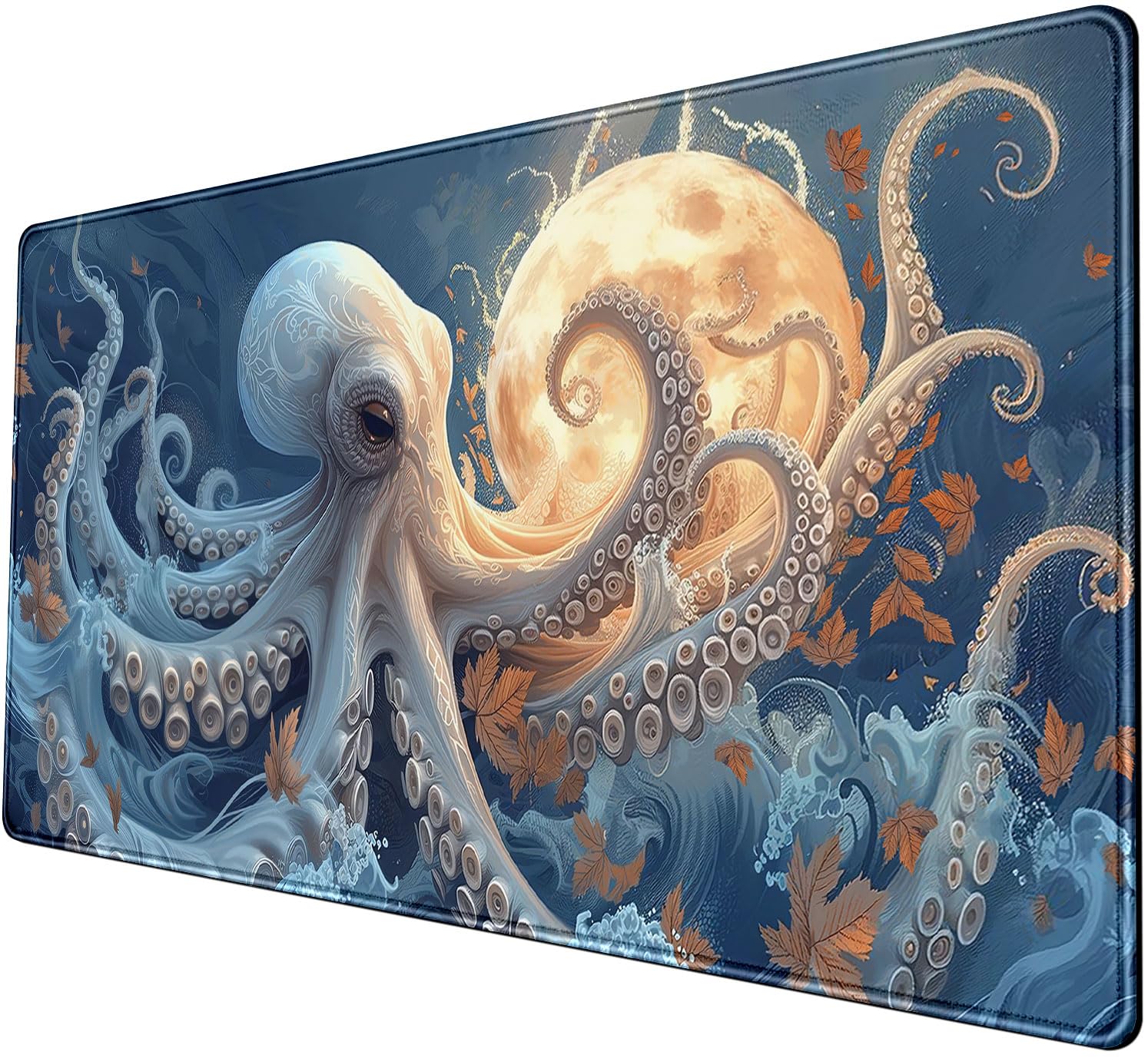 Amazon.com : Large Octopus Moon Gaming Mouse Pad Xl-31.5x15.7in- White ...