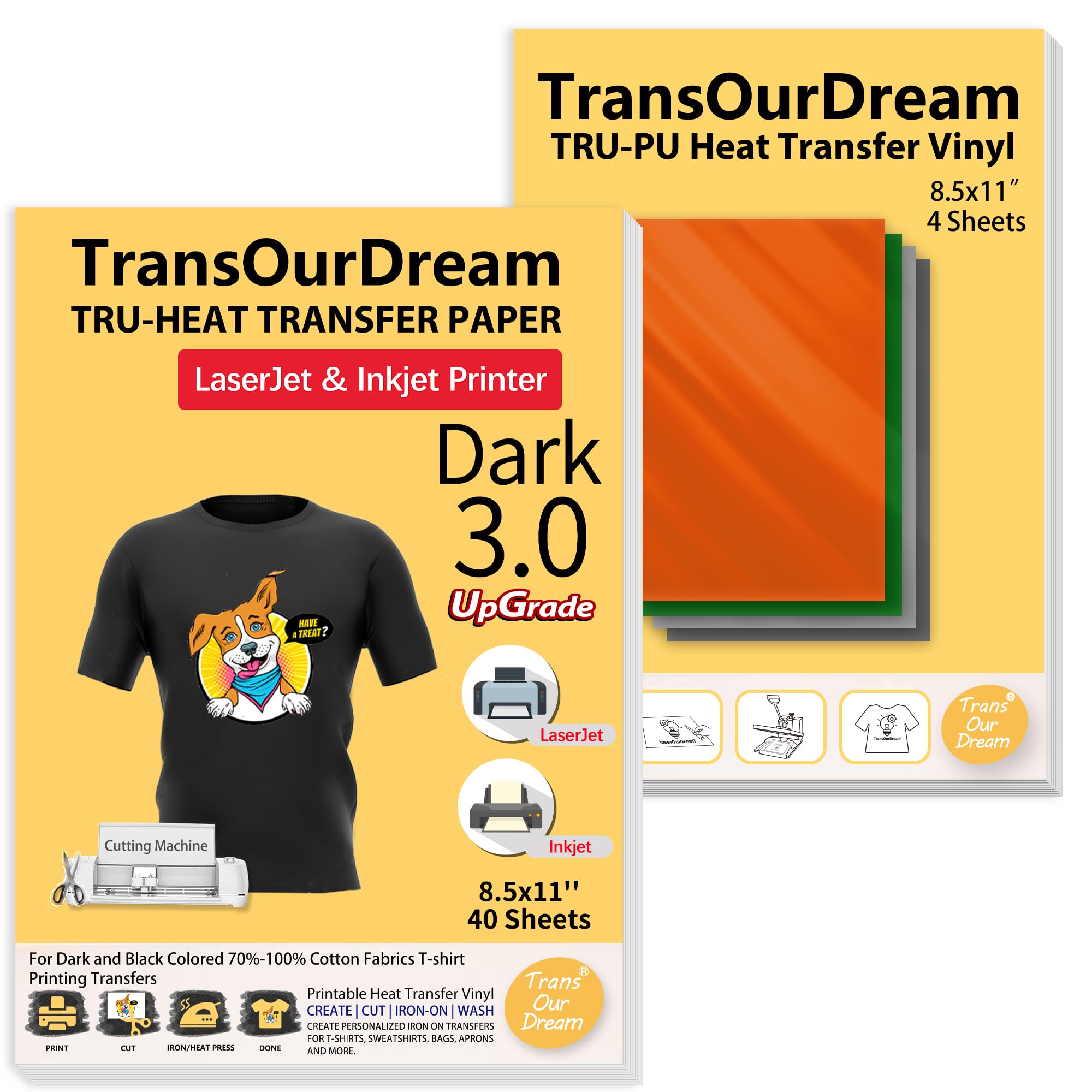 Amazon.com: TransOurDream Tru-Heat Iron on Transfer Paper for Dark ...
