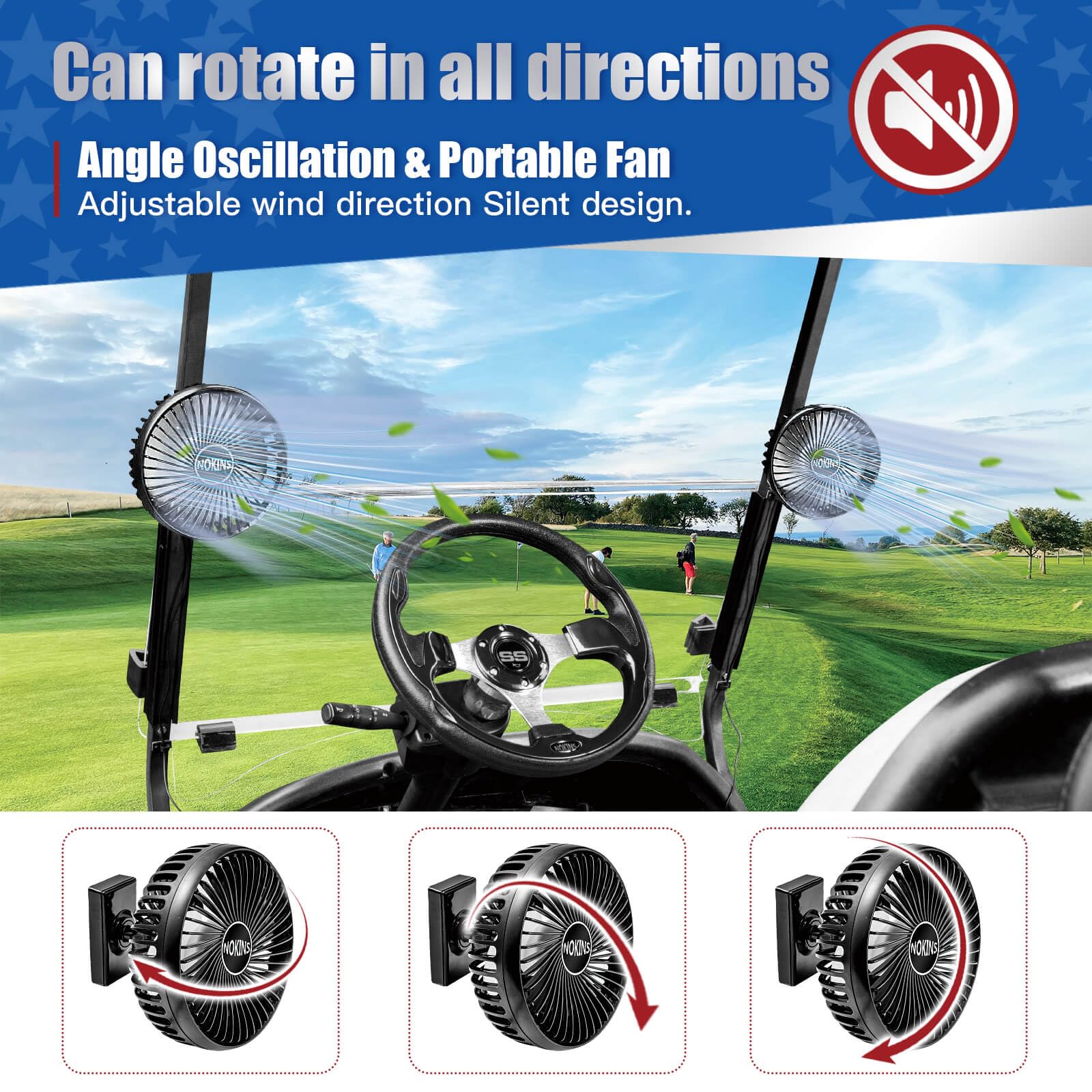 Snapklik.com : NOKINS Golf Cart Fan, Portable Magnetic Fans For Golf ...