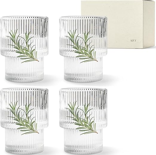 KIVY Geriffelte Wassergläser 4er Set - Stapelbare Trinkgläser - Riffle ...