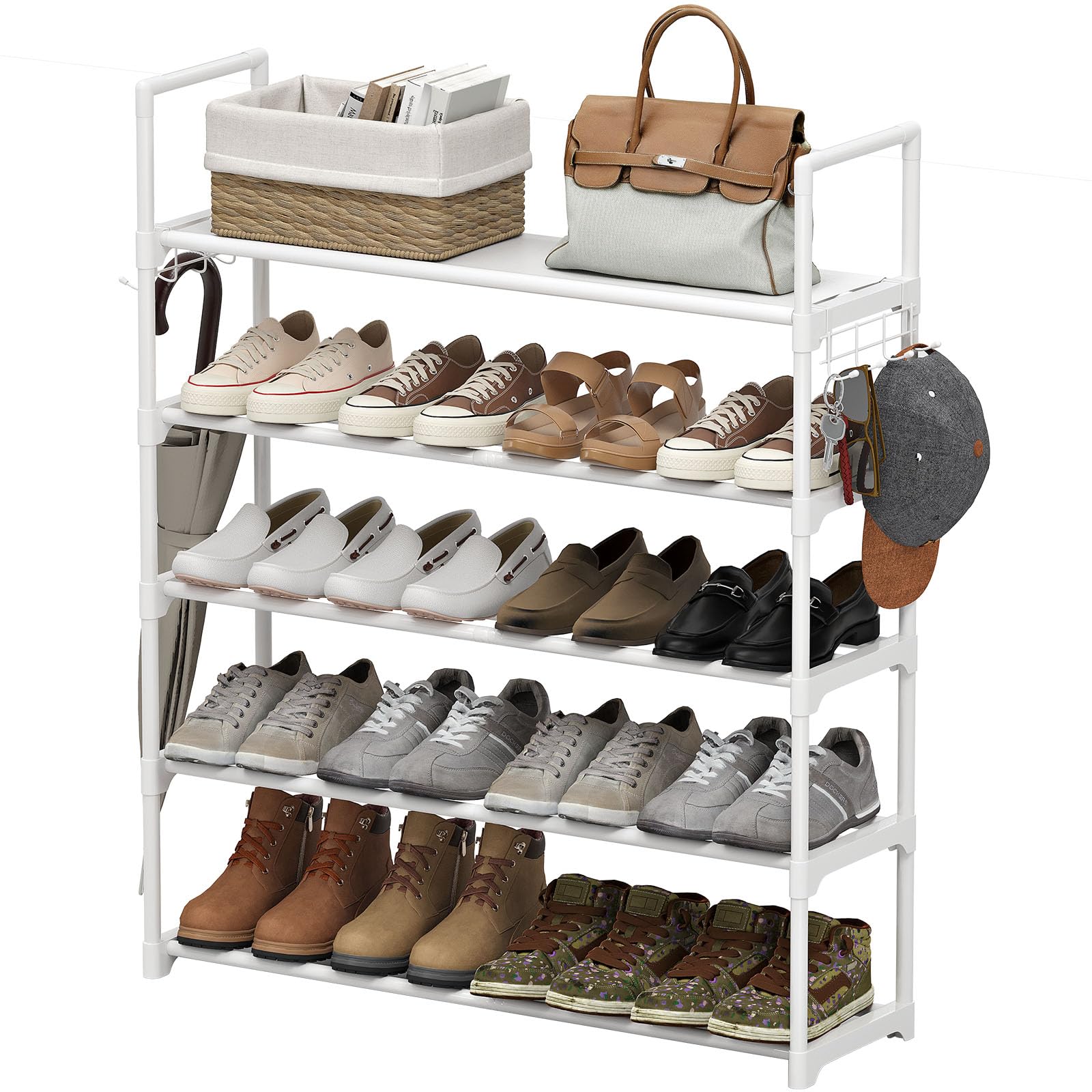 Snapklik.com : UNITSTAGE 5 Tiers White Shoe Rack Organizer Shoe Storage ...