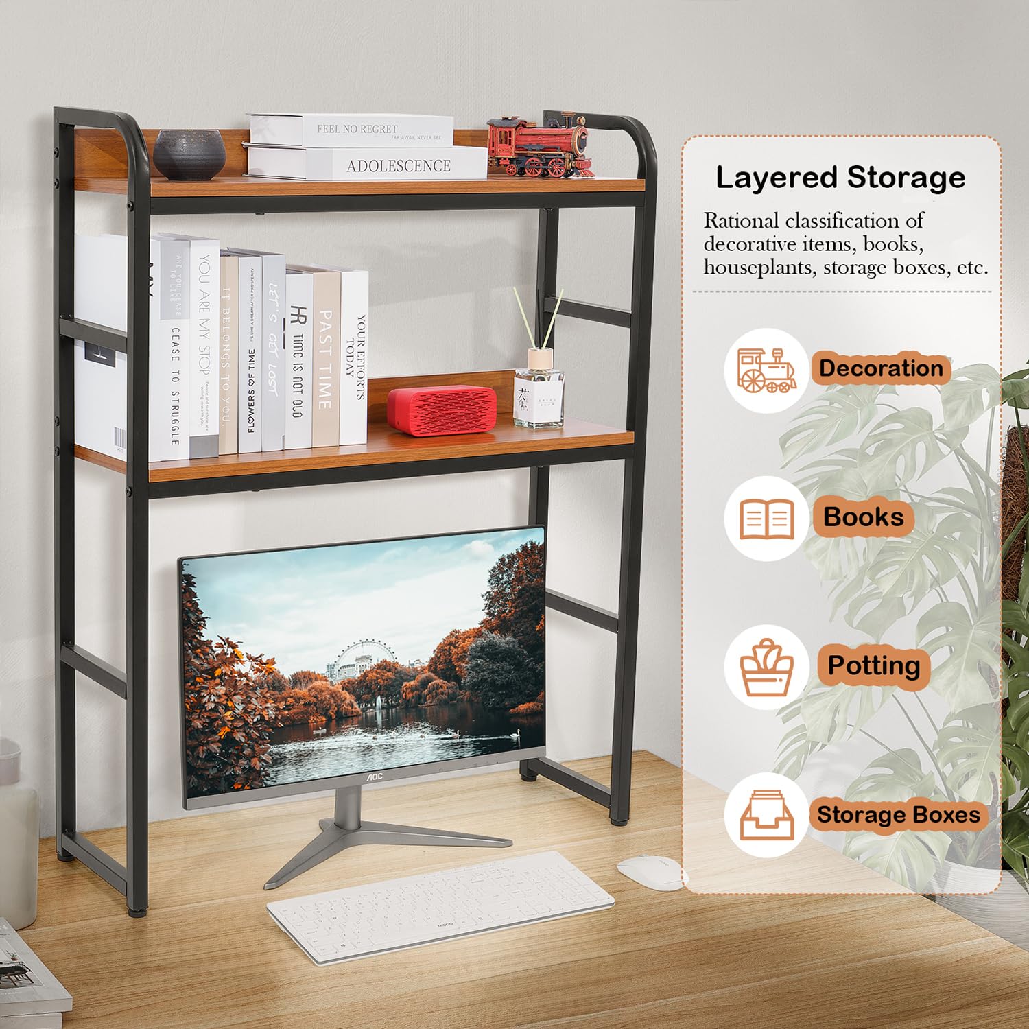 Snapklik.com : Tonchean Desk Shelf,Wood Office Desk Shelf Organizer,2 ...