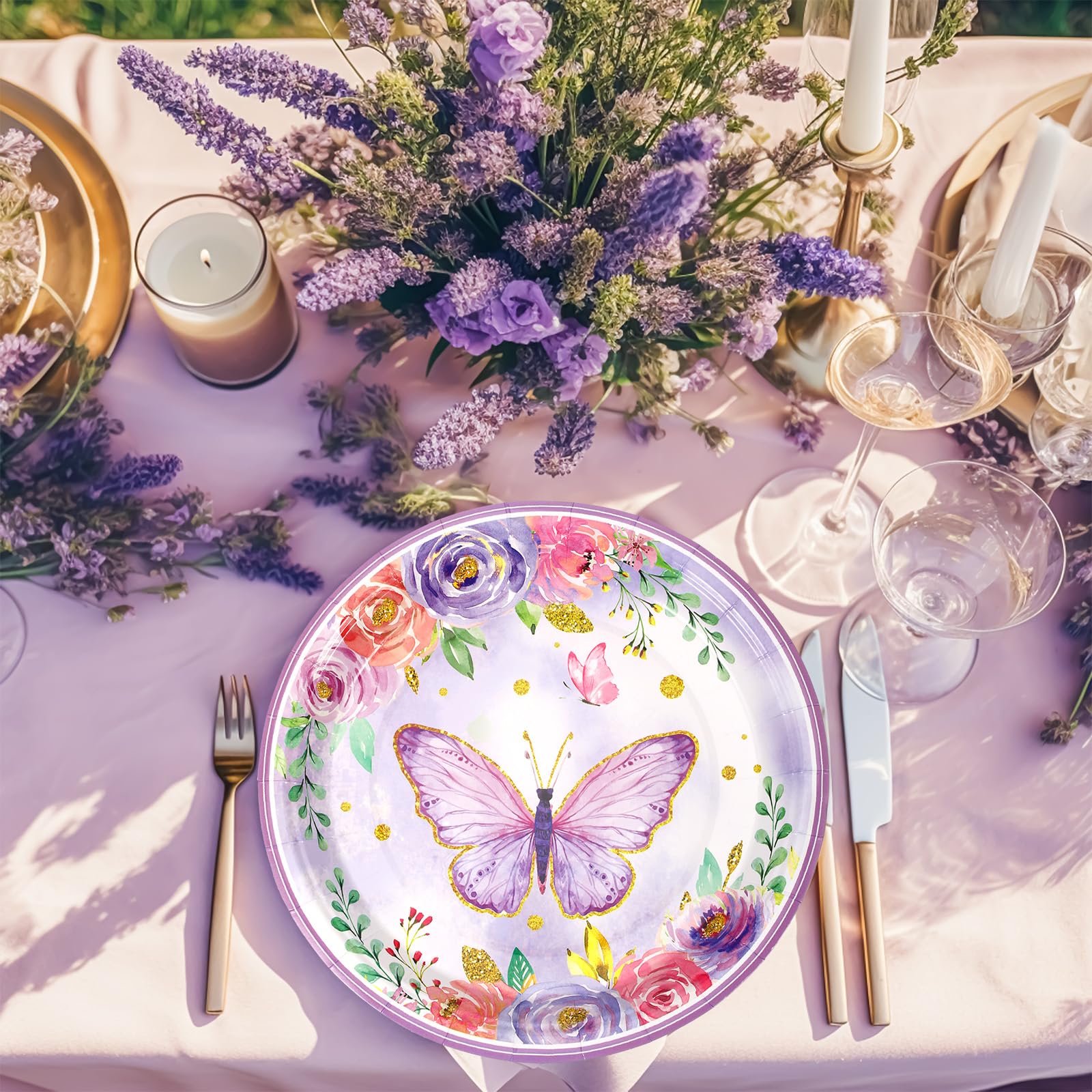 Snapklik.com : 60 Pieces Butterfly Paper Plates Bulk 9 Inch Spring ...