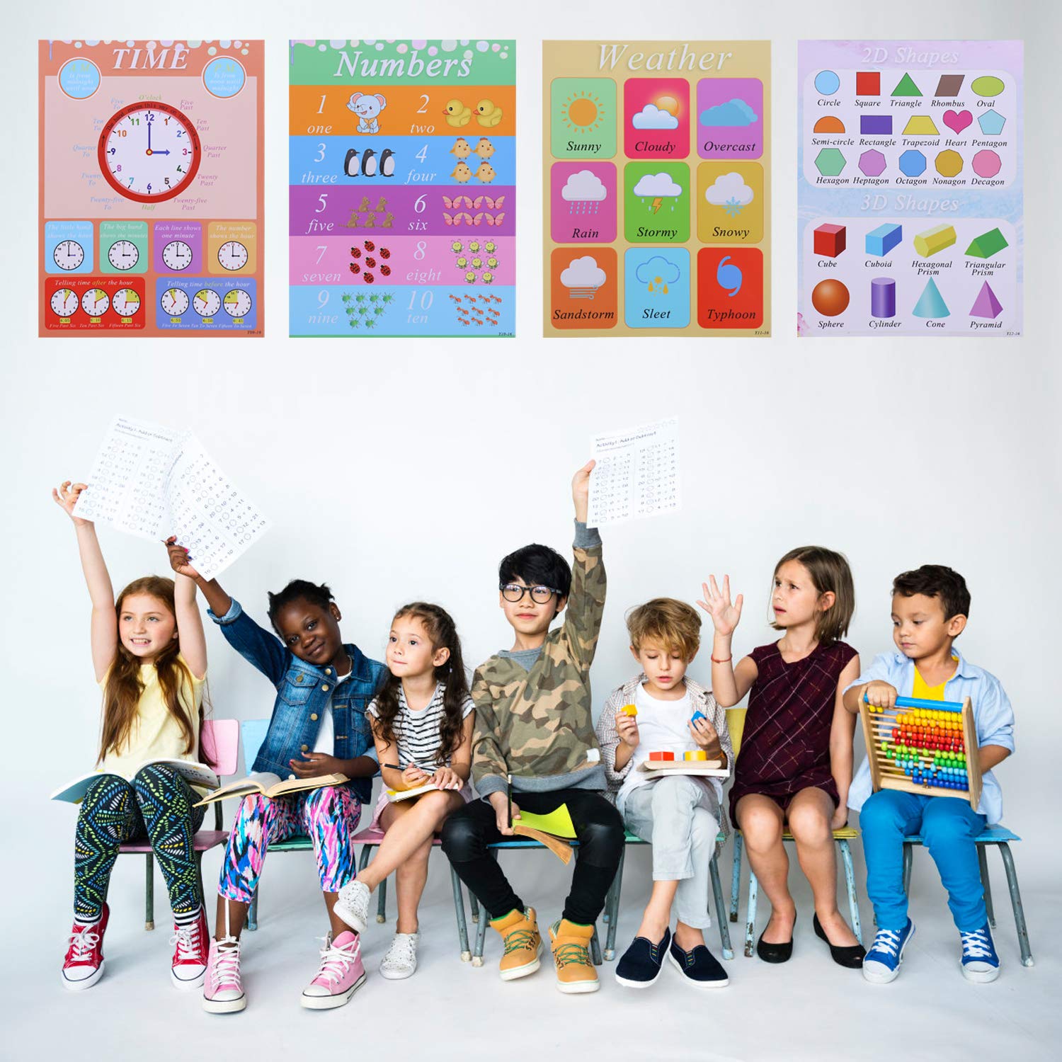 Educational Posters, 12 Pieces Educational Math Posters, Classroom ...