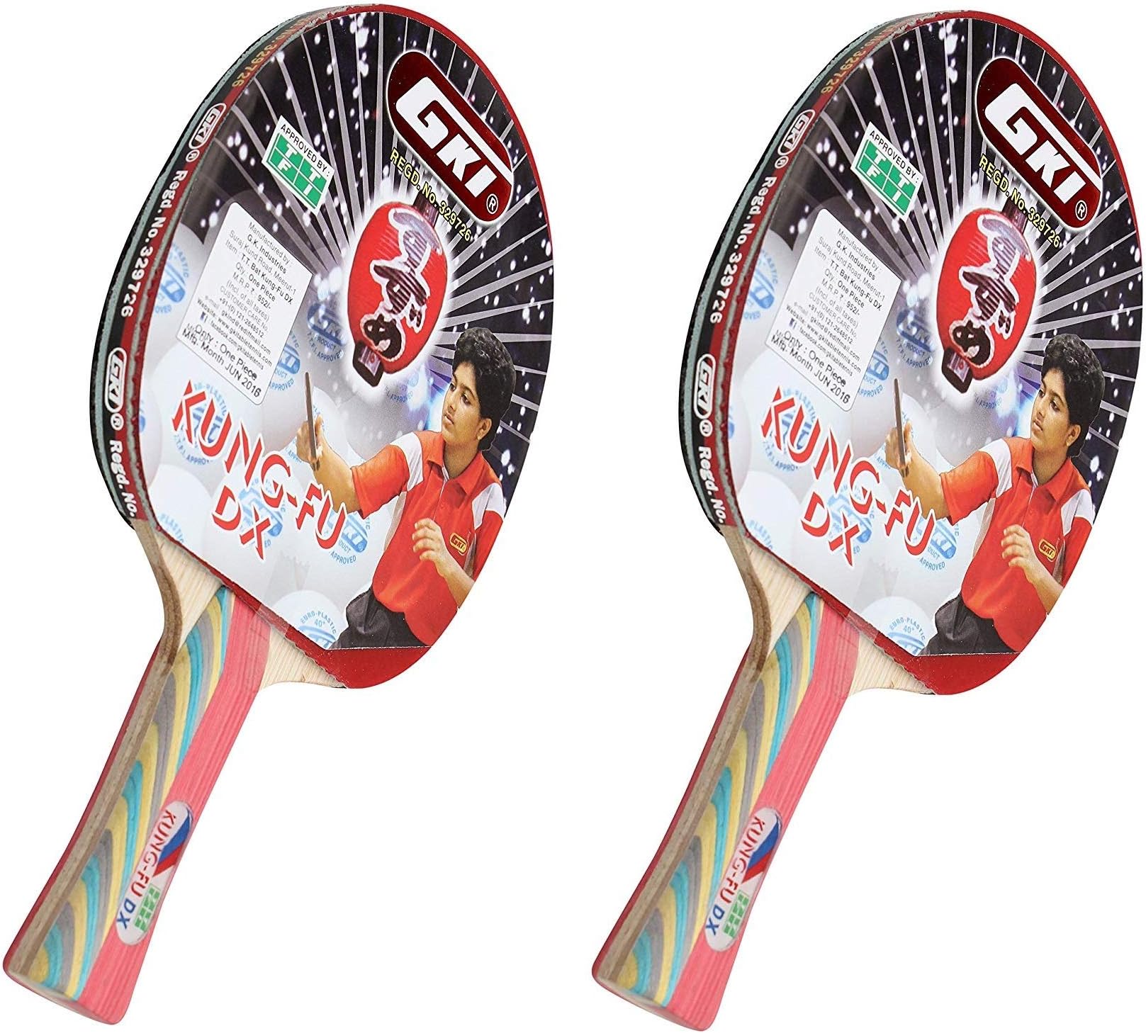 GKI Kung Fu DX Wood Table Tennis Racquet - Pack of 2, Red : Amazon.in ...