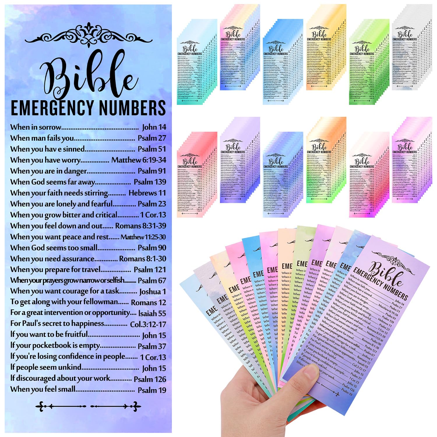 Amazon.com : 120 Pcs Bible Emergency Numbers Bookmark, Christian ...