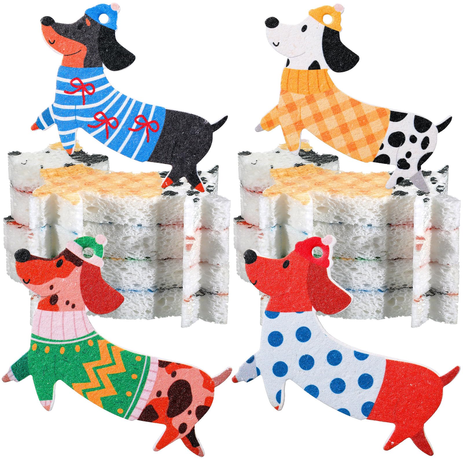 Amazon.com: Reallnaive 8 Pcs Christmas Sponges Dish Sponges, Cute ...
