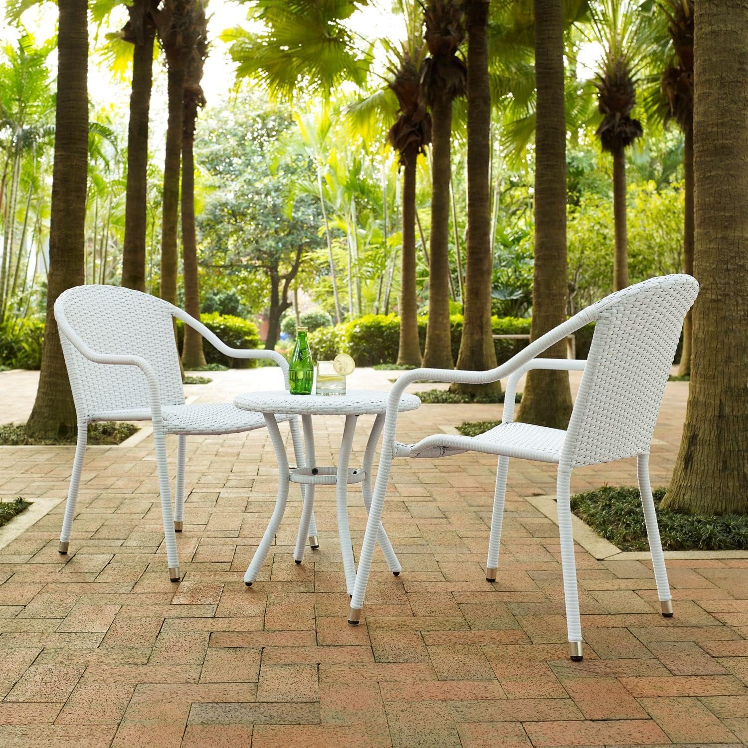 PRATHAM India Patio Furniture Set, 3 Pieces Porch Backyard Garden Outdoor Furniture Rattan ...