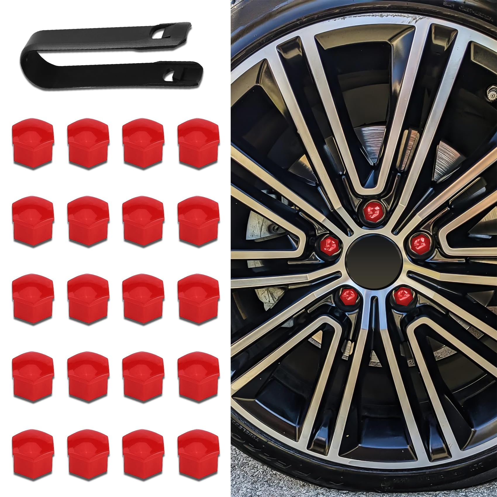 Amazon.com: Tecledsn 20PCS Lug Nut Covers, Car Wheel Nut Caps, 17mm ...