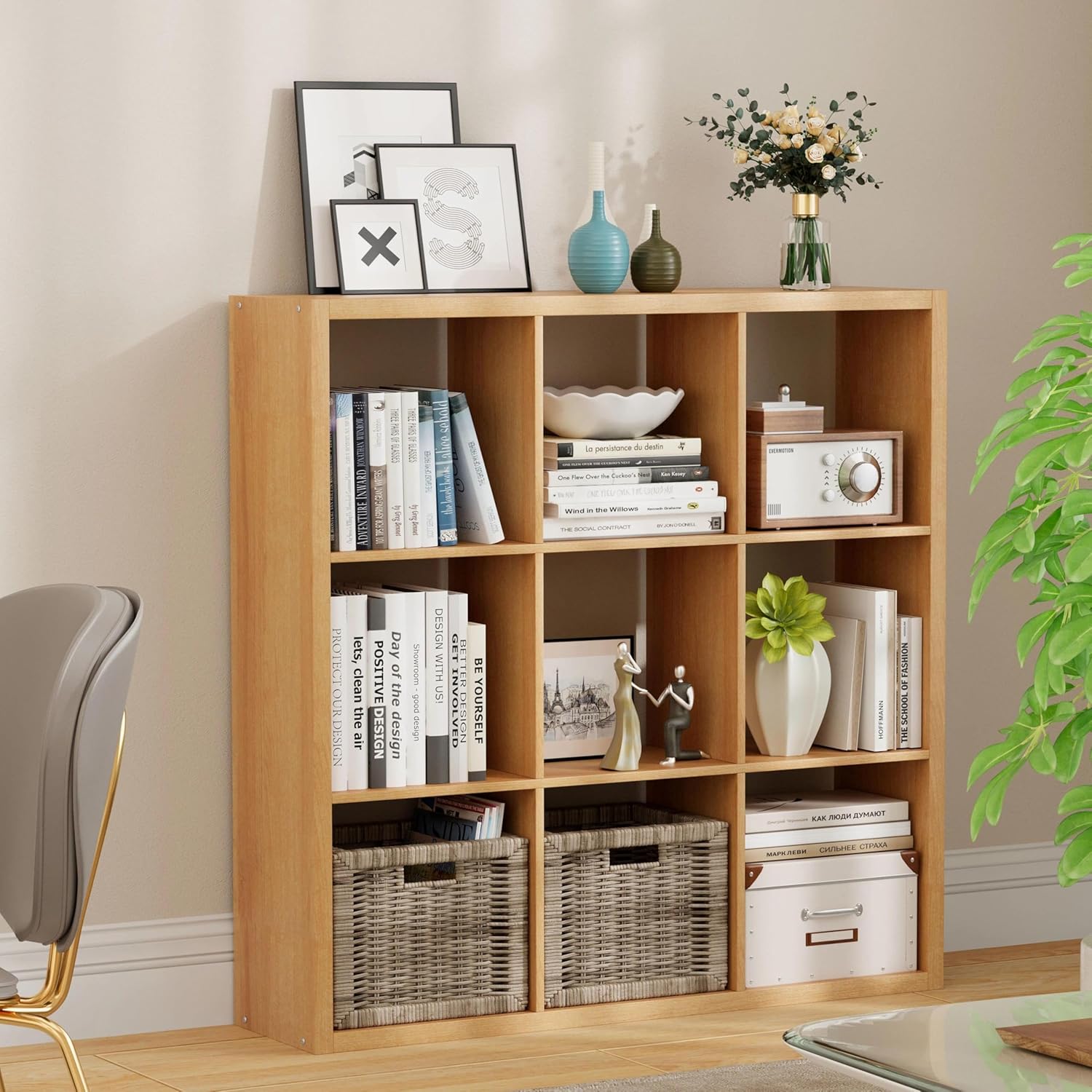 Amazon.com: Jpiziso 9-Cube Storage Organizer, Wooden Cube Shelf ...
