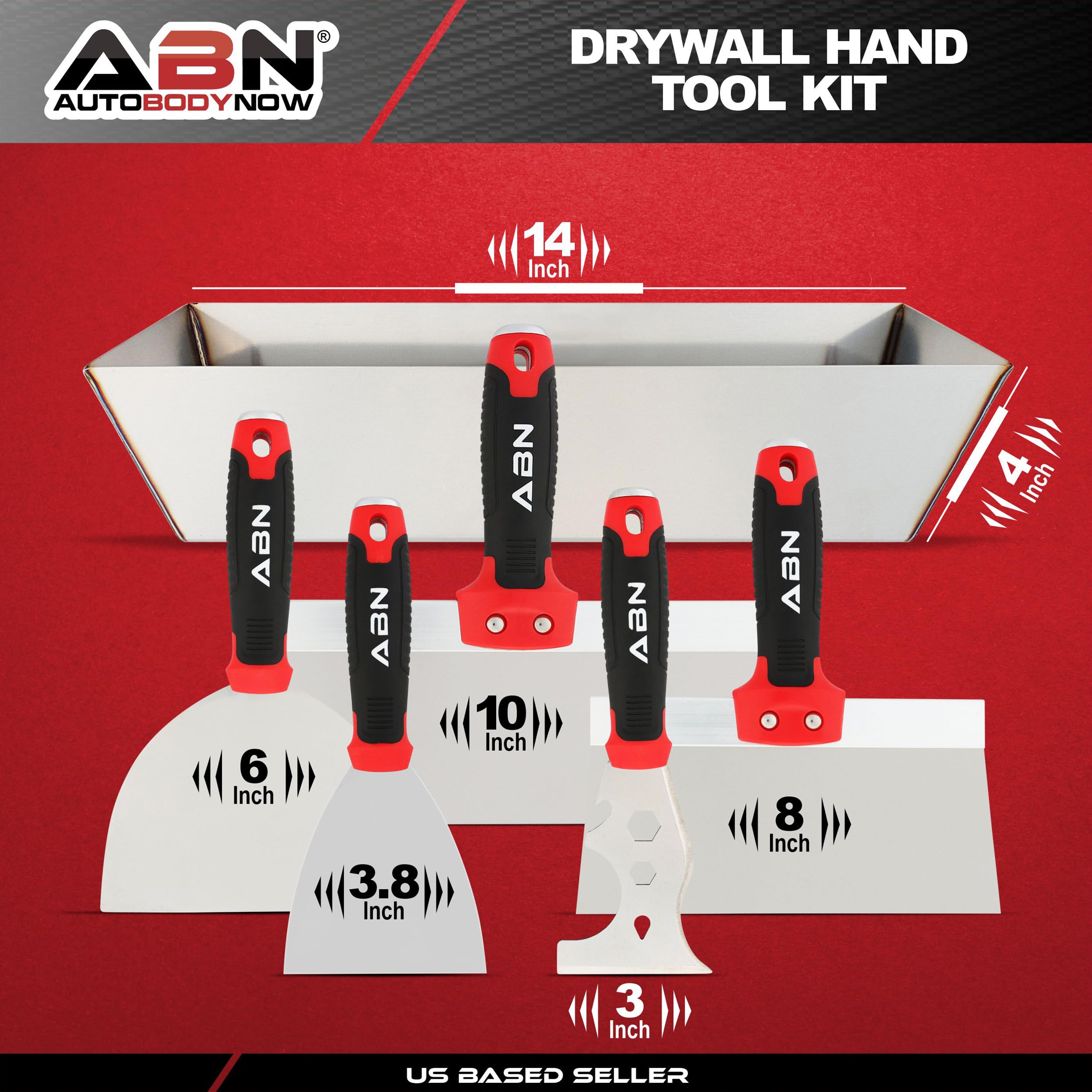 Snapklik.com : Drywall Hand Tool Kit - 6pc Putty Knife Set And Mud Pan ...